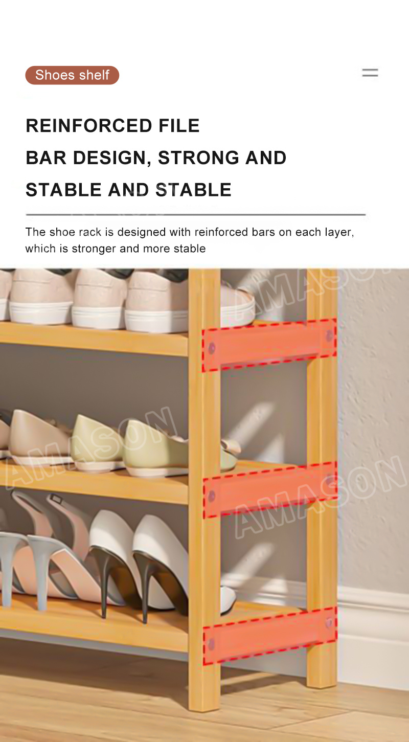 Bamboo Shoe Rack Multifunctional Organizer Shoe Rack Rak Kasut Kayu ...