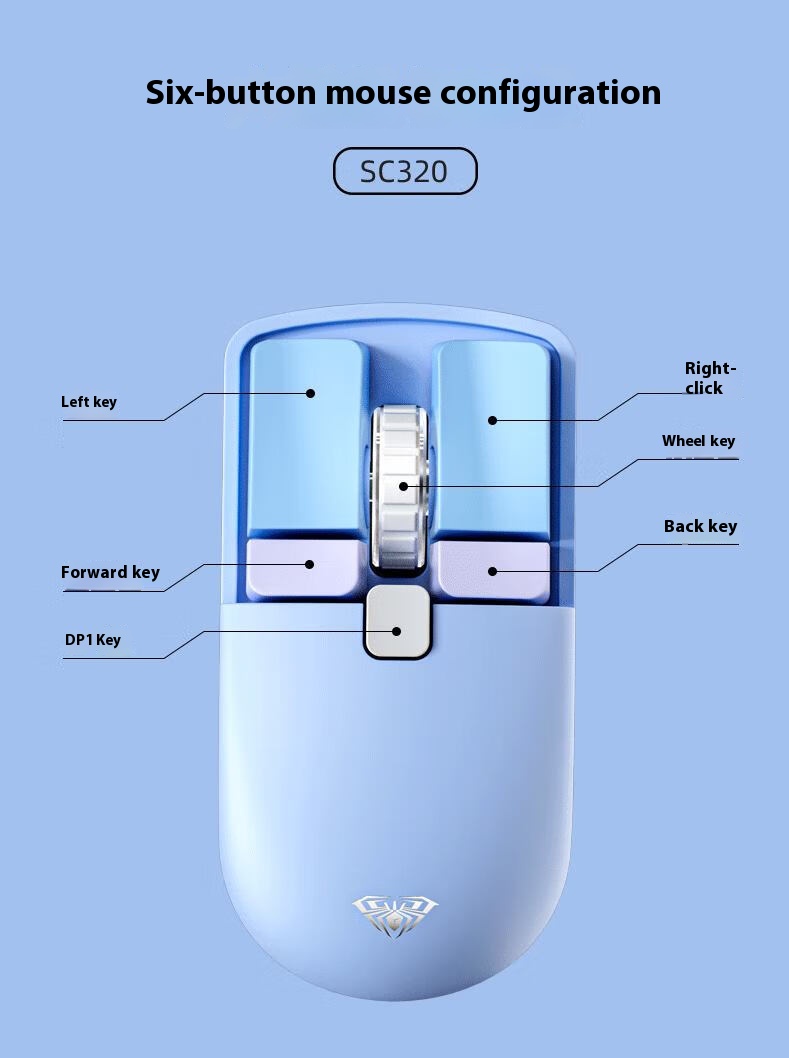 AULA SC320 Dual-mode 2.4G Bluetooth Mini Wireless Mouse Rechargeable ...