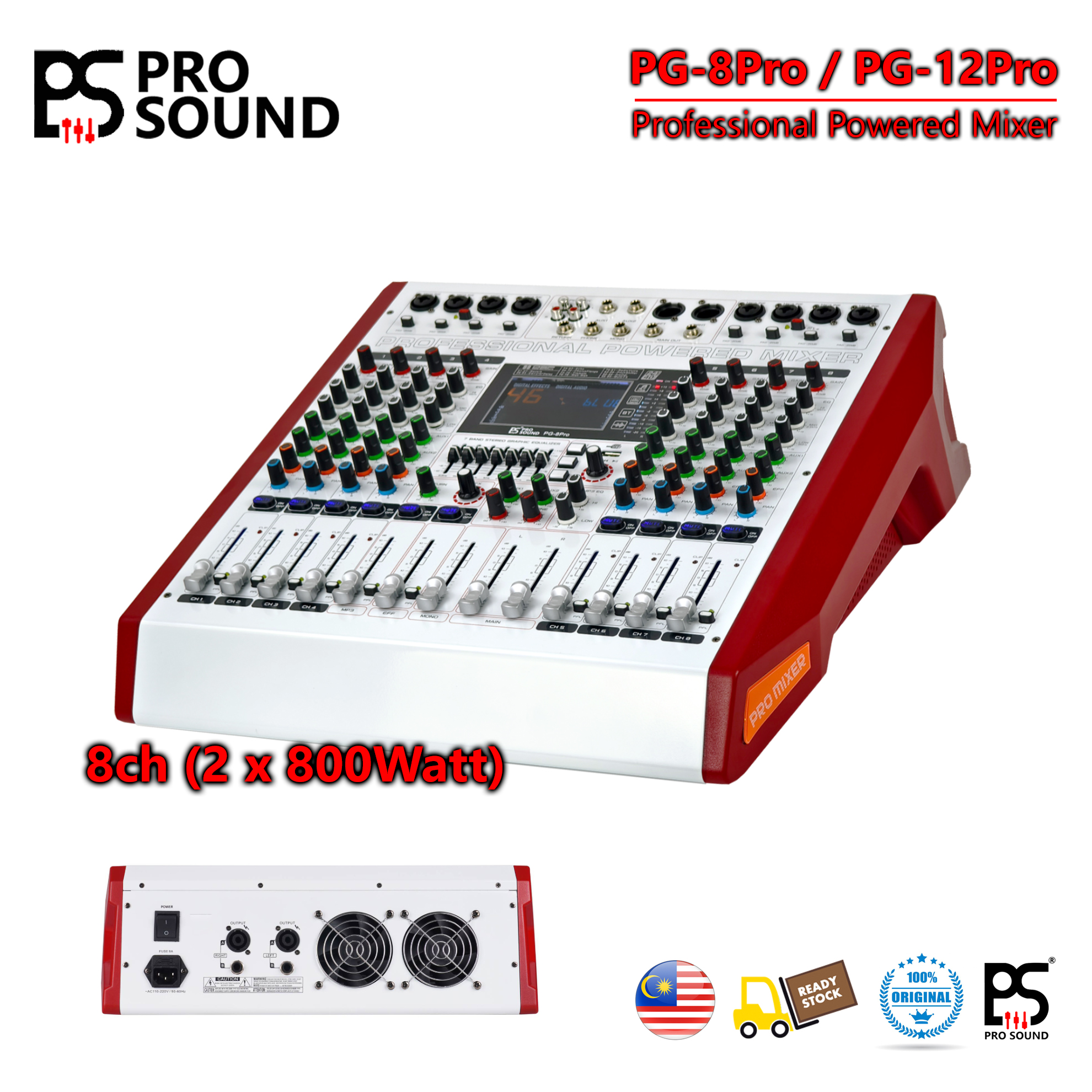 PS Pro Sound PG-8Pro / PG-12Pro Powered Mixer 2x800 Watt High Power ...