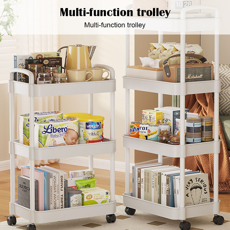 3-5 Tier Multifunction Storage Trolley Rack Office Shelves Home Kitchen ...