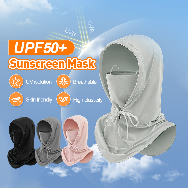 ⚡Sunscreen Hat Drawstring Headscarf Hat Men and Women Ice Silk Neck ...