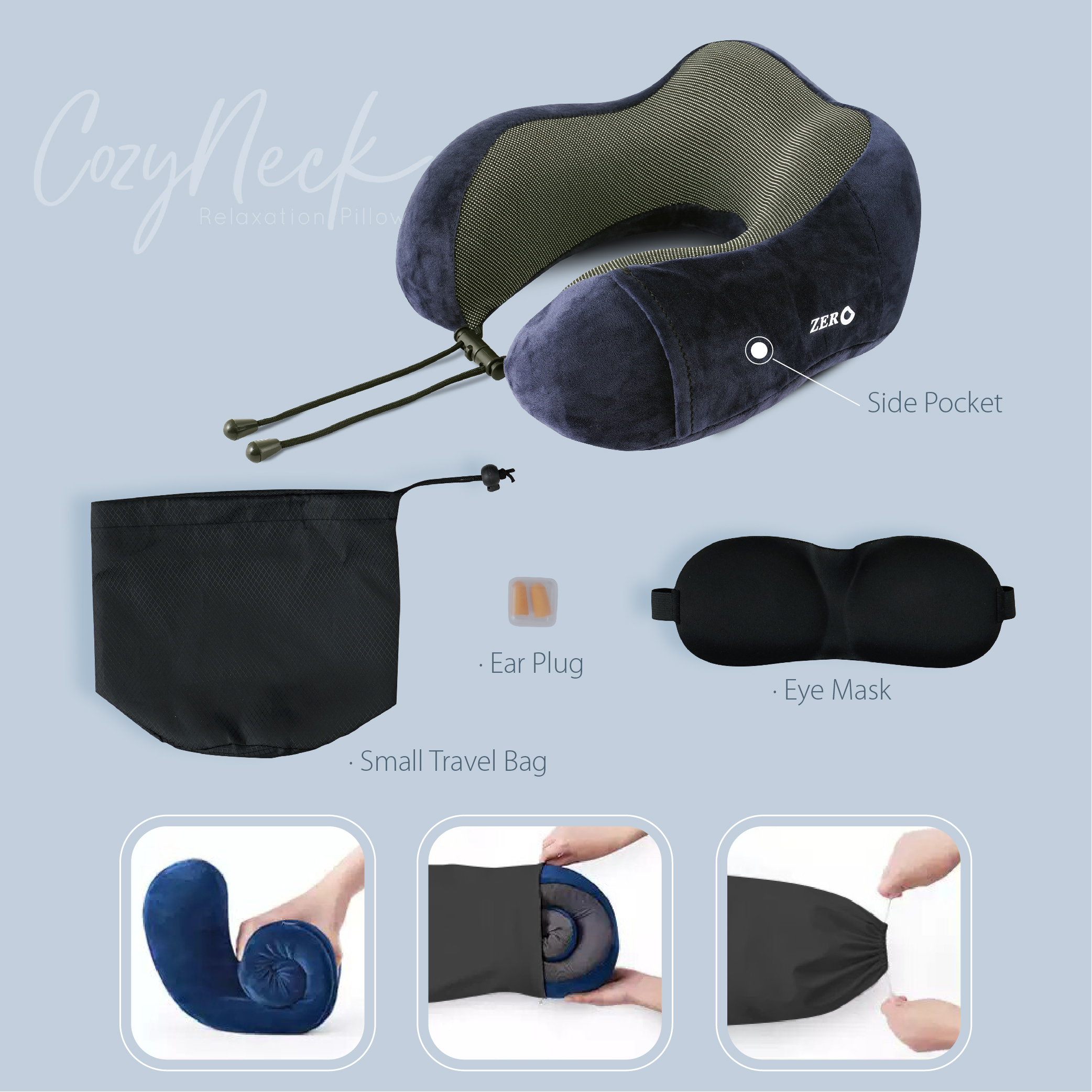 Zero Healthcare U-Shape Memory foam Neck Pillow cozy | Shopee Malaysia