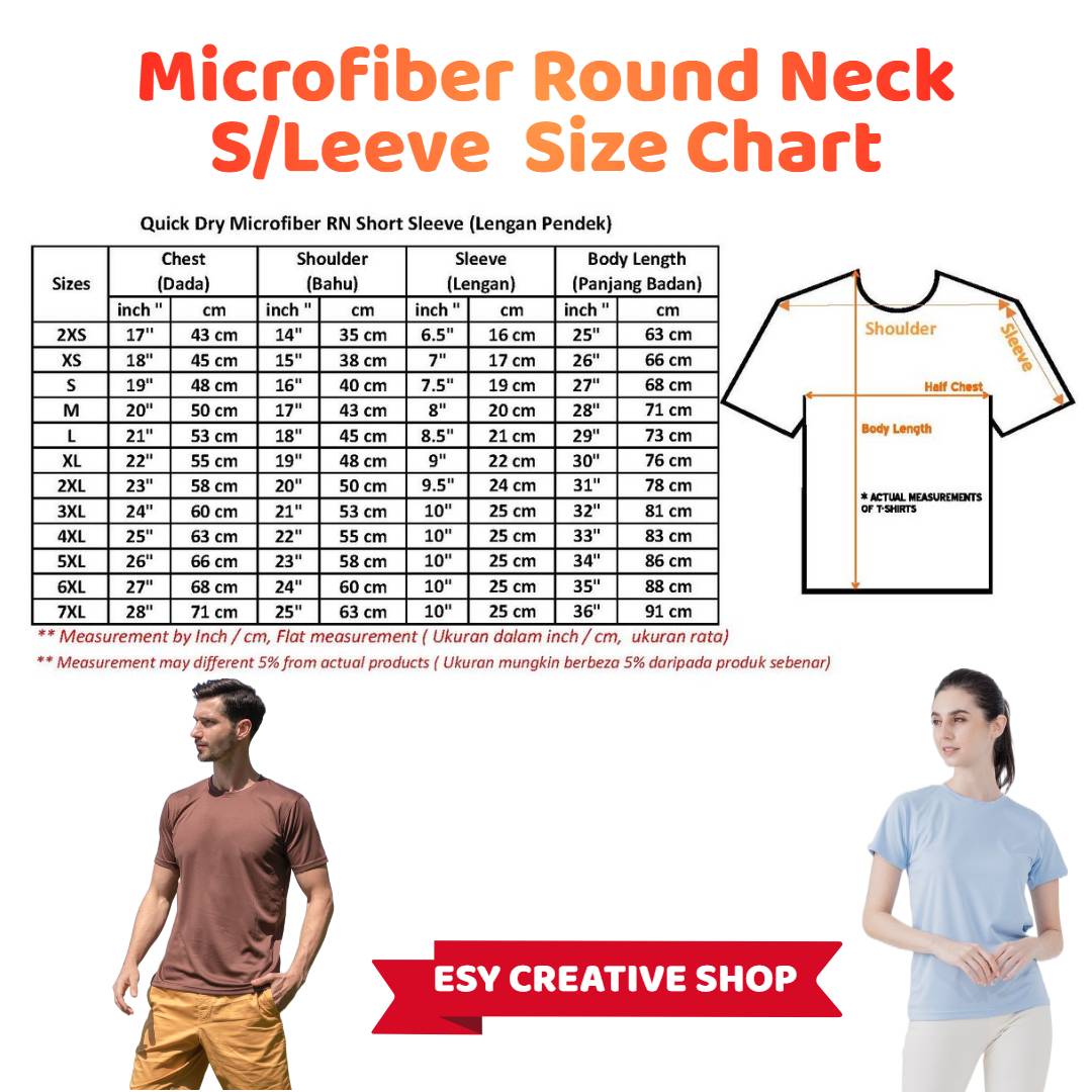 RIGHTWAY Big Size (4XL-7XL) Microfiber Round Neck Unisex Plain T-Shirt ...