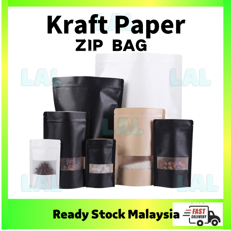Kraft Paper Zip Lock Bag/Goodies Bag Kraft Zip Lock Paper with window ...