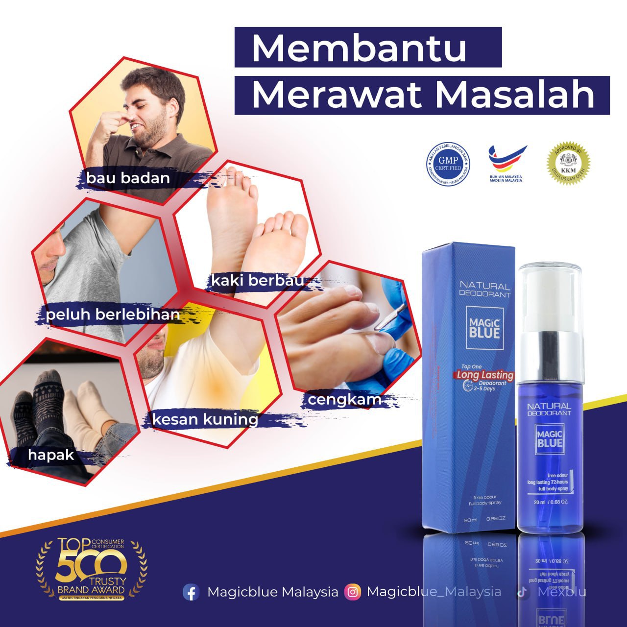 Magic Blue Natural Deodorant Ubat Ketiak Mexblu Natural Tawas dan Air ...