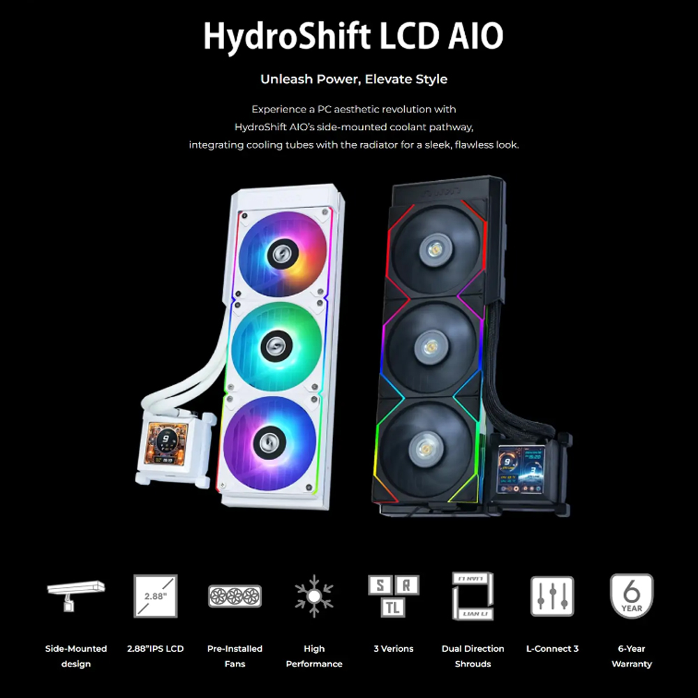 LIAN LI HYDROSHIFT LCD 360mm AIO LIQUID COOLER - HYDROSHIFT LCD 360S ...