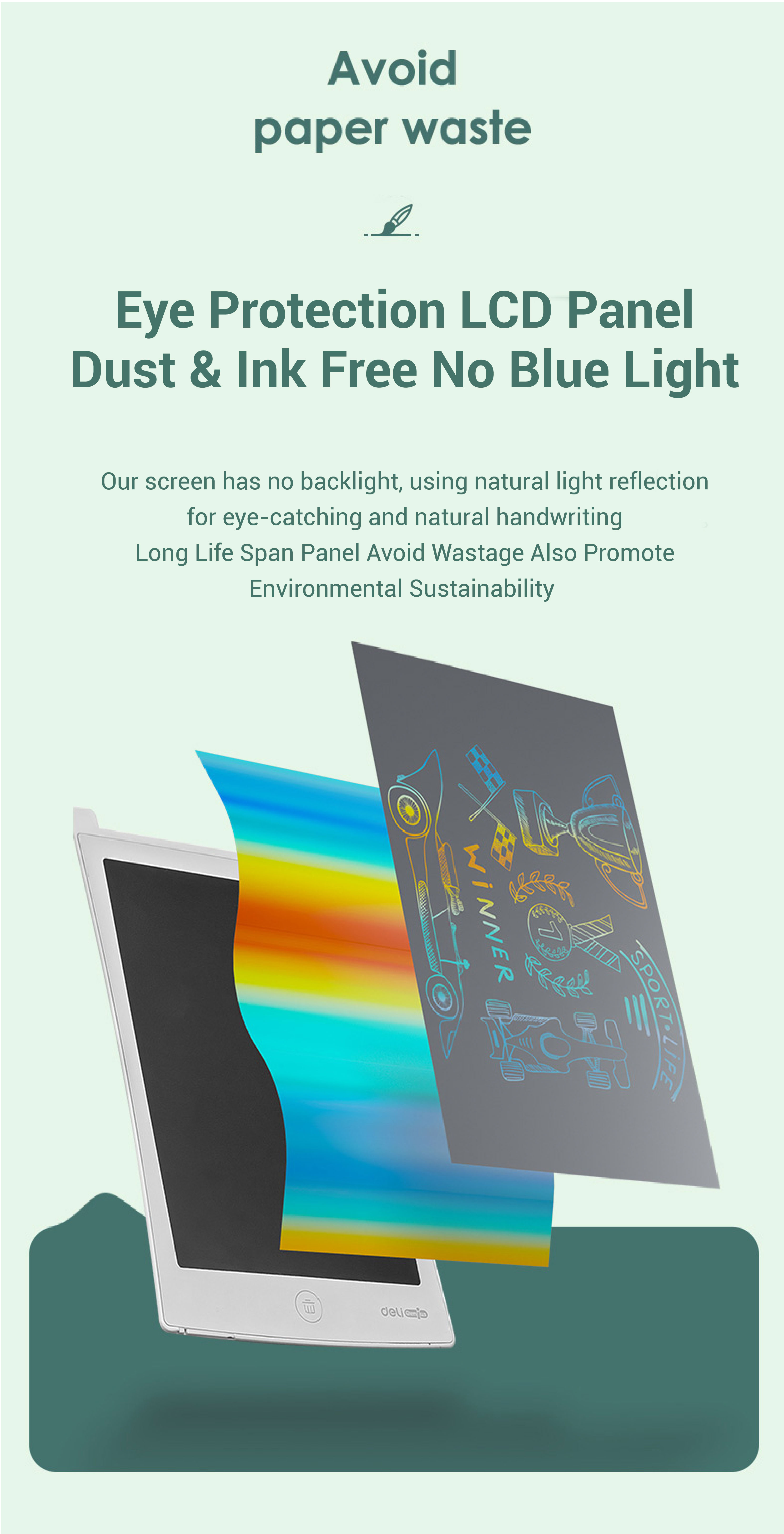 Deli 10" LCD Writing Board Kids Drawing Board Waterproof Tablet Drawing ...