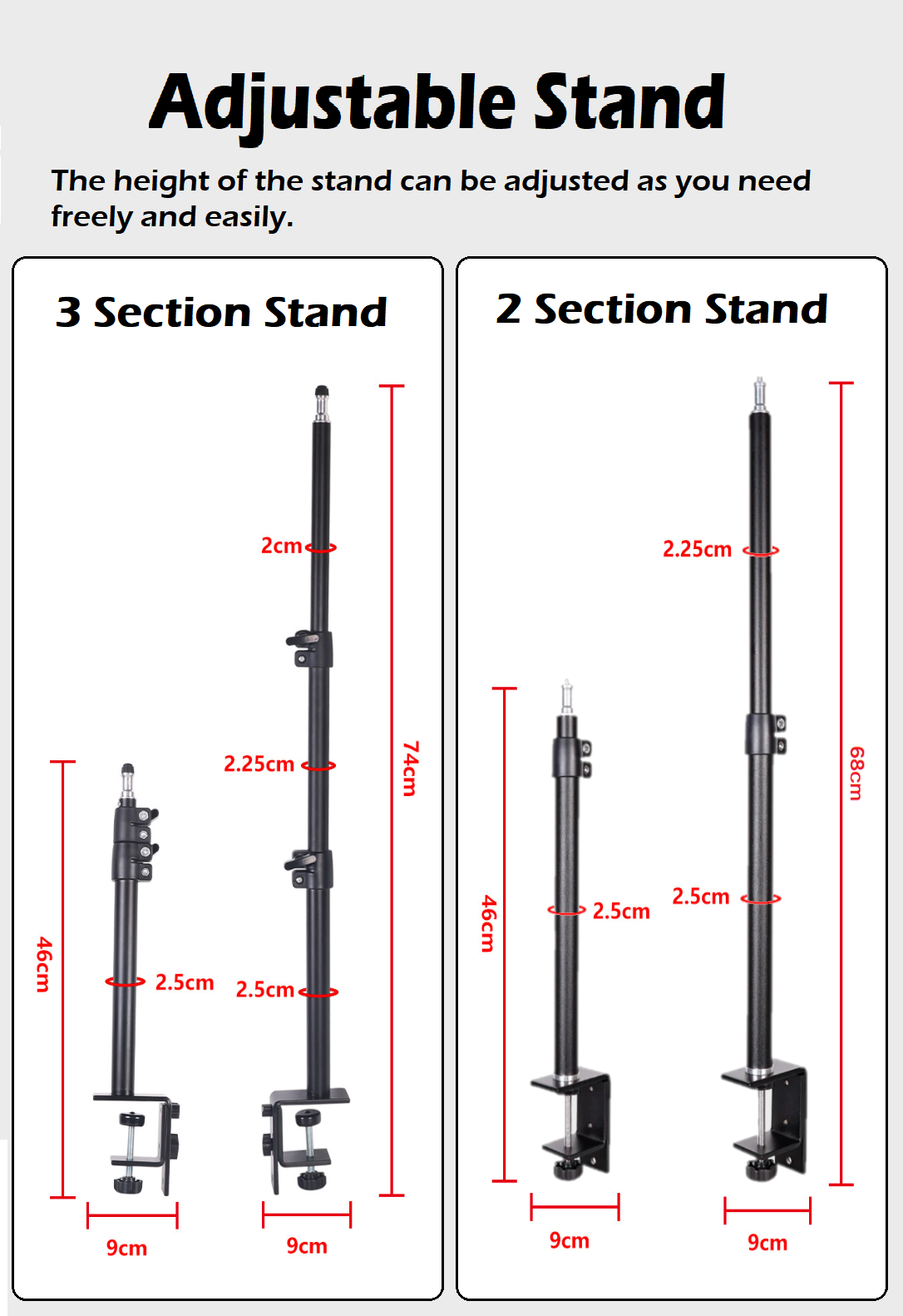 Tripod Clamp Desk Mount Light Stand Table Stand Tabletop Bracket Stand ...