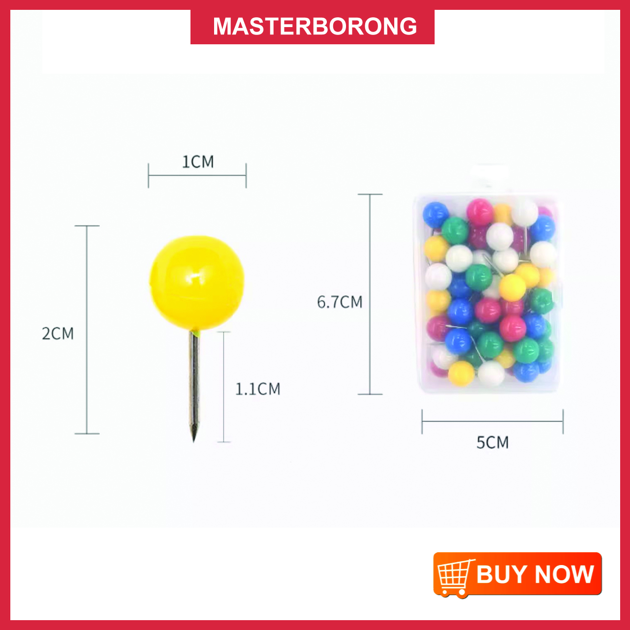 9.5mm Colour Map Pin Push Pin Paku Tekan Office Pin Paku Payung Thumb ...