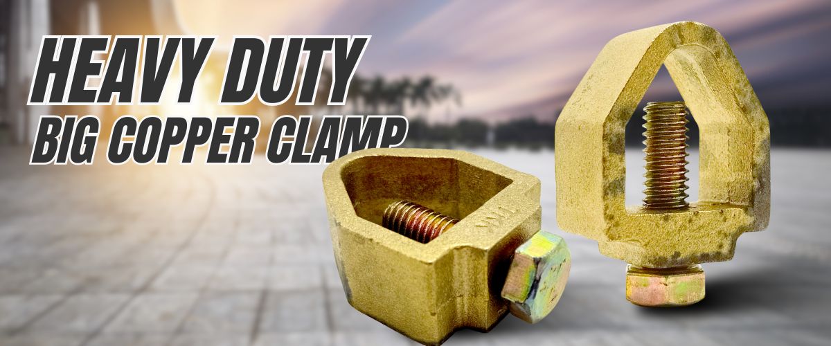 1PC BIG Heavy Duty Copper Rod Clamp Earth Rod Brass Clamp Pengapit ...