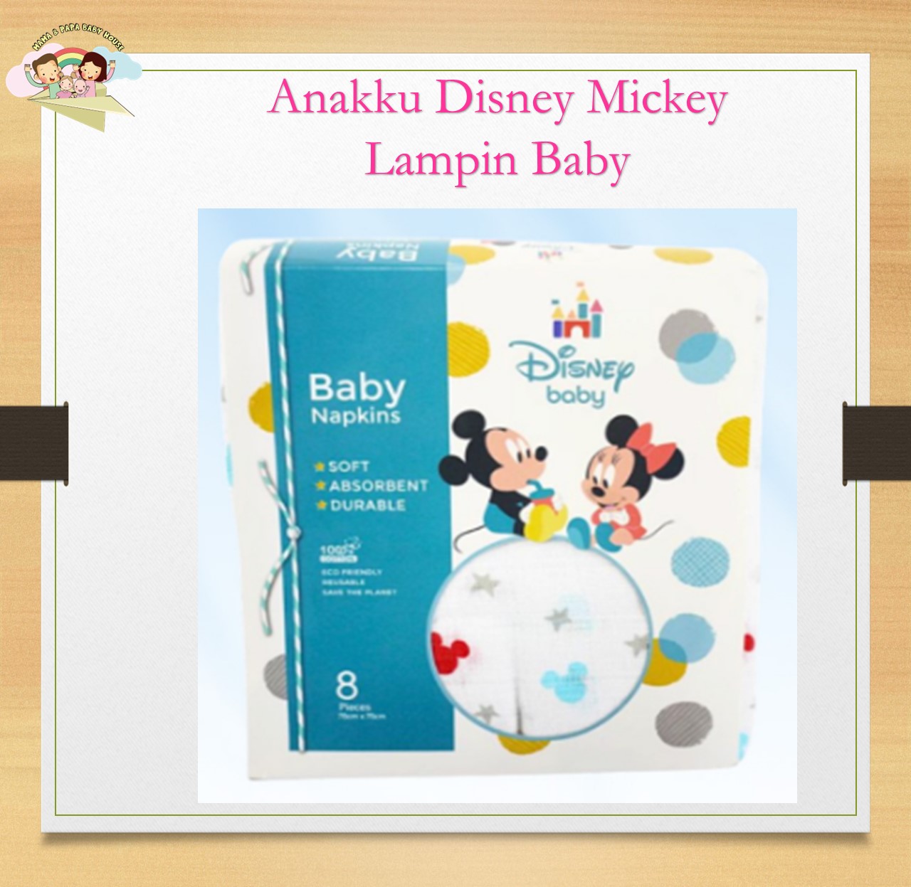 Anakku Disney Mickey Baby Napkin 8 pieces / Kain Lampin Baby (76cm x ...