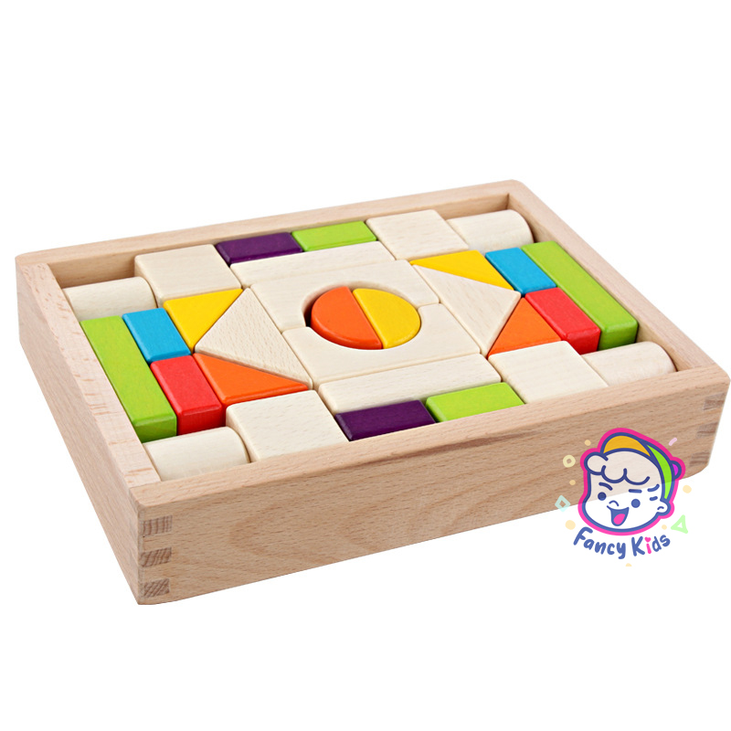 Premium 30Pcs Solid Wooden Building Block Toy Set/Children Stacking ...