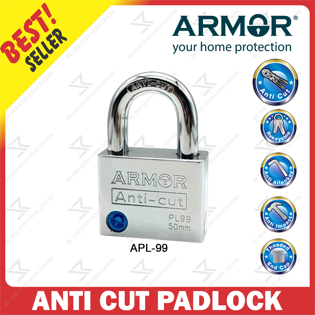 ARMOR 1pcs / 2pcs / 3pcs / 4pcs / 5pcs ANTI CUT PADLOCK APL-99 50mm ...