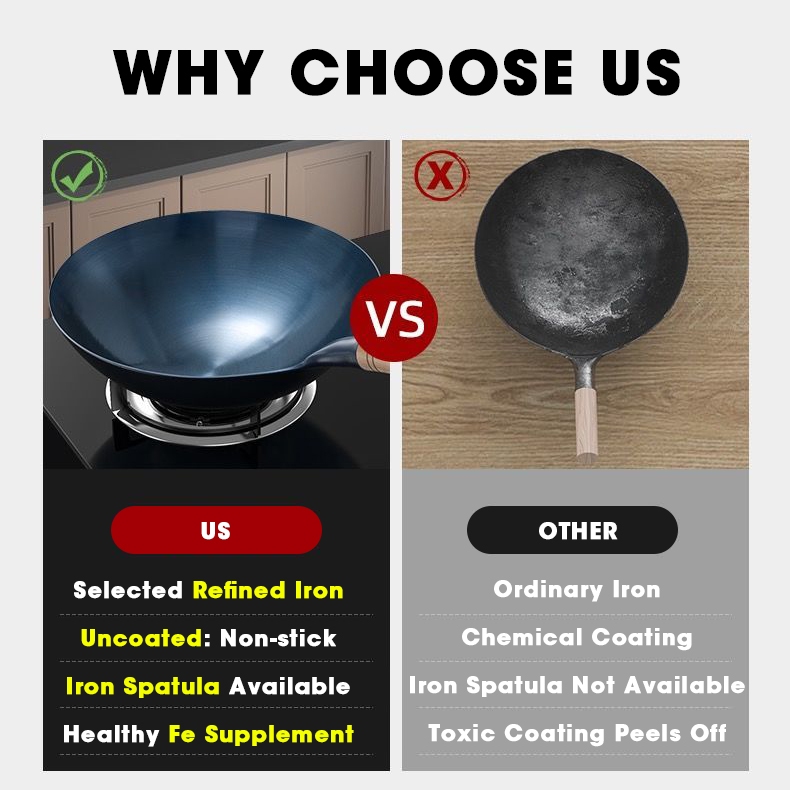 High Quality Iron Wok Traditional kuali non stick wok Pre-Seasoned Wok ...
