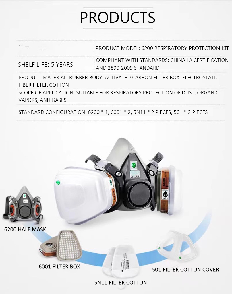 [24 hours delivery] PM2.5 7 in 1 3M 6200 gasmask/6001/ Toxic Vapor Filter Protective Respirator ...