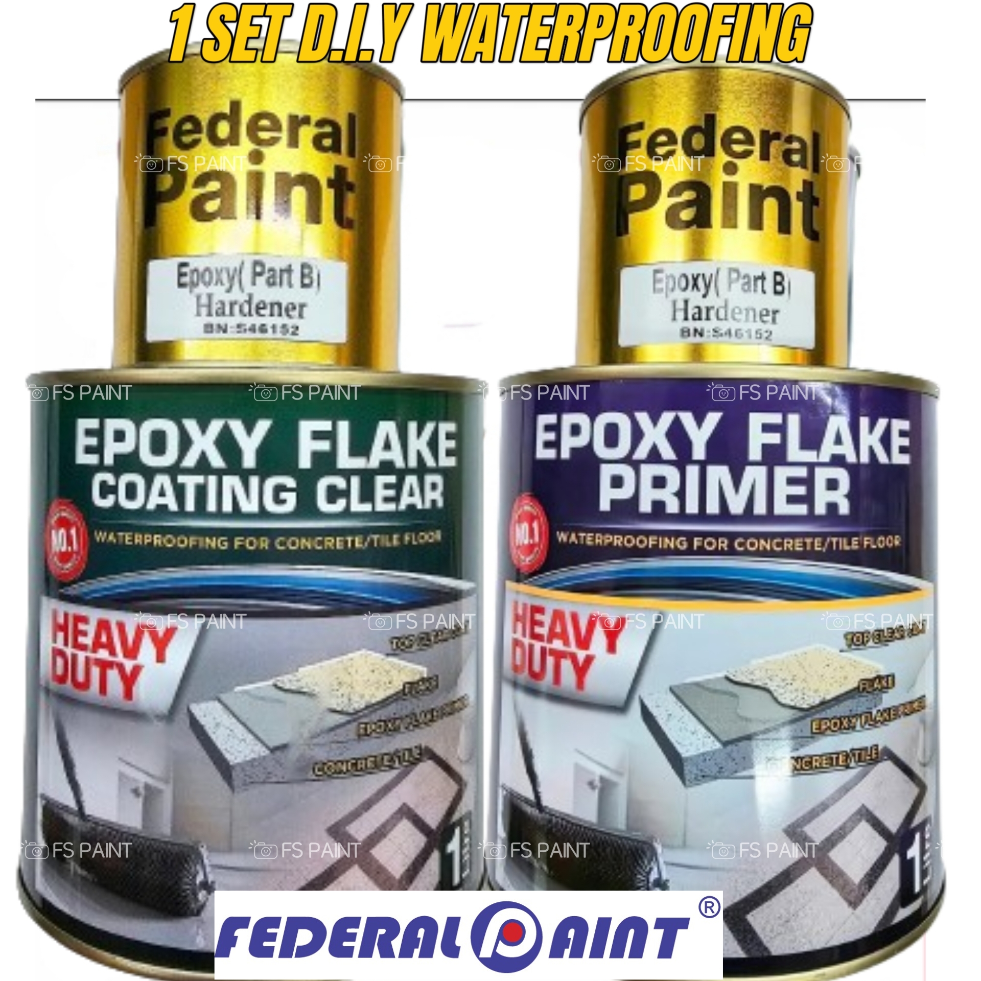 1 Set Wp Flake BASE & TOP COAT ( 1L WP flake PRIMER + 1L WP flake CLEAR ...