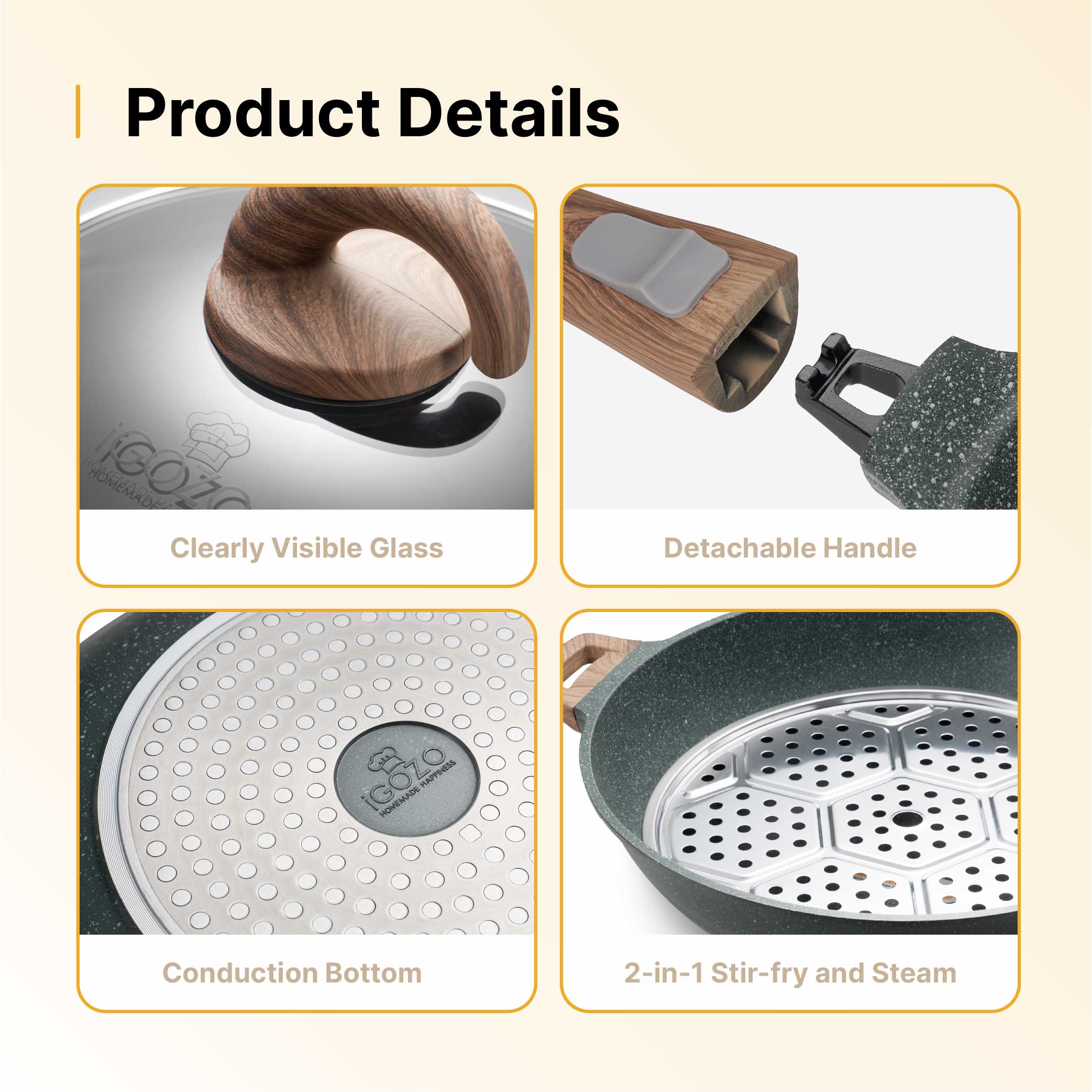 iGOZO Amazonas Non Stick Granite 36cm Wok [Free Items Frying Pan 24cm ...