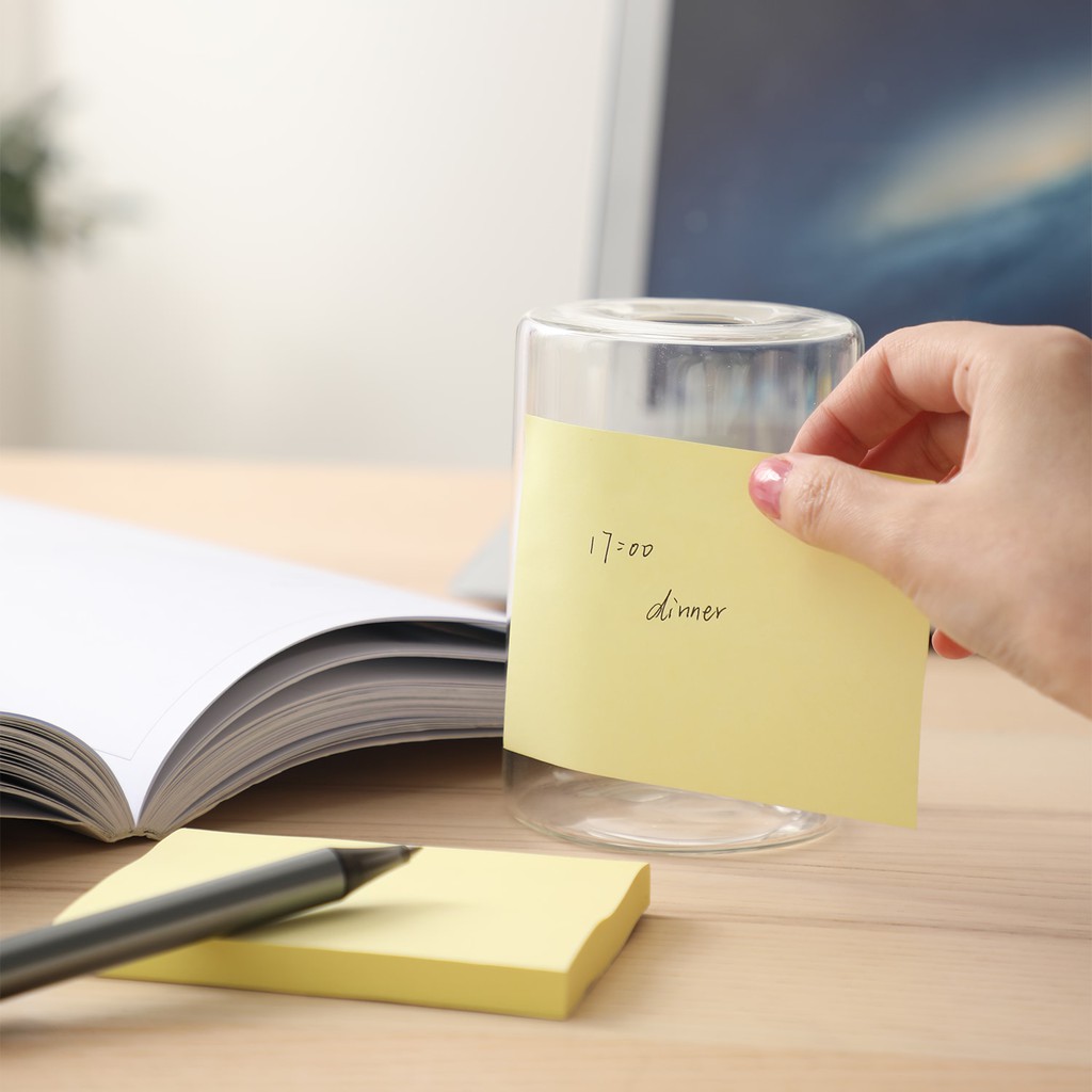 Deli Strong Adhesive Sticky Note Memo Pad Bookmark Neon Yellow Stick On ...