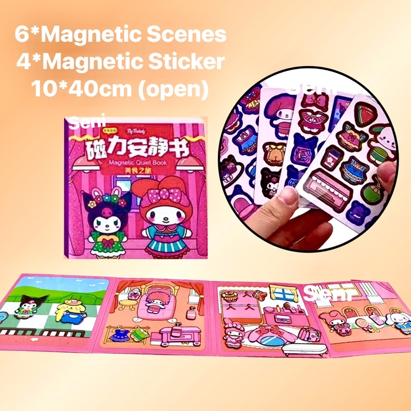Magnetic Quite Book Sanrio (SNT)Free Cut Sticker Kuromi Paste Diy Kids ...