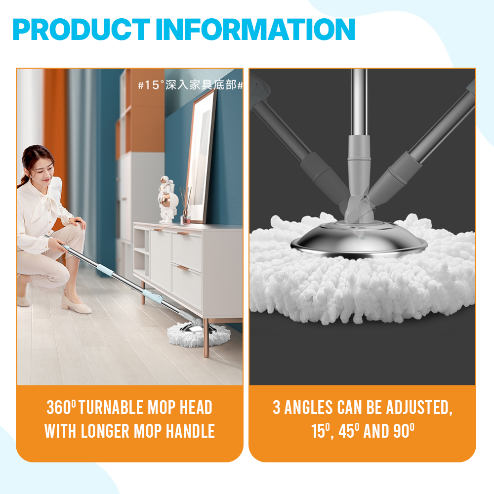 Innohut 360° Spin Mop Set Wheel Bucket Microfiber Mop Floor Brush ...