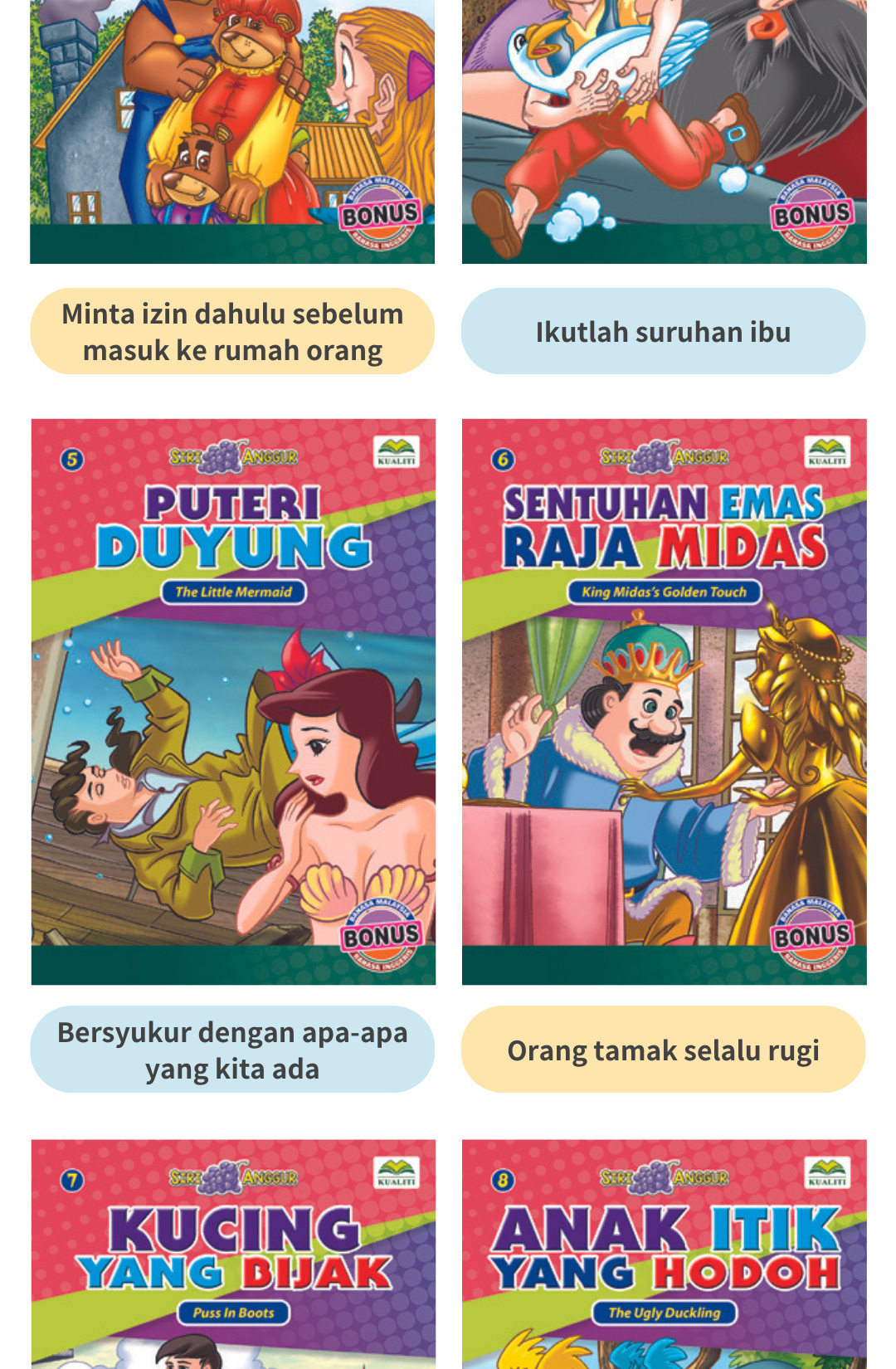 Siri Anggur Buku Cerita Kanak Kanak Prasekolah Story book Melayu Buku ...