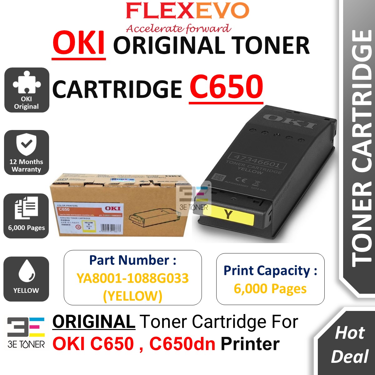 Original OKI C650 Toner Cartridge YA8001-10088G036 YA8001-10088G035 ...