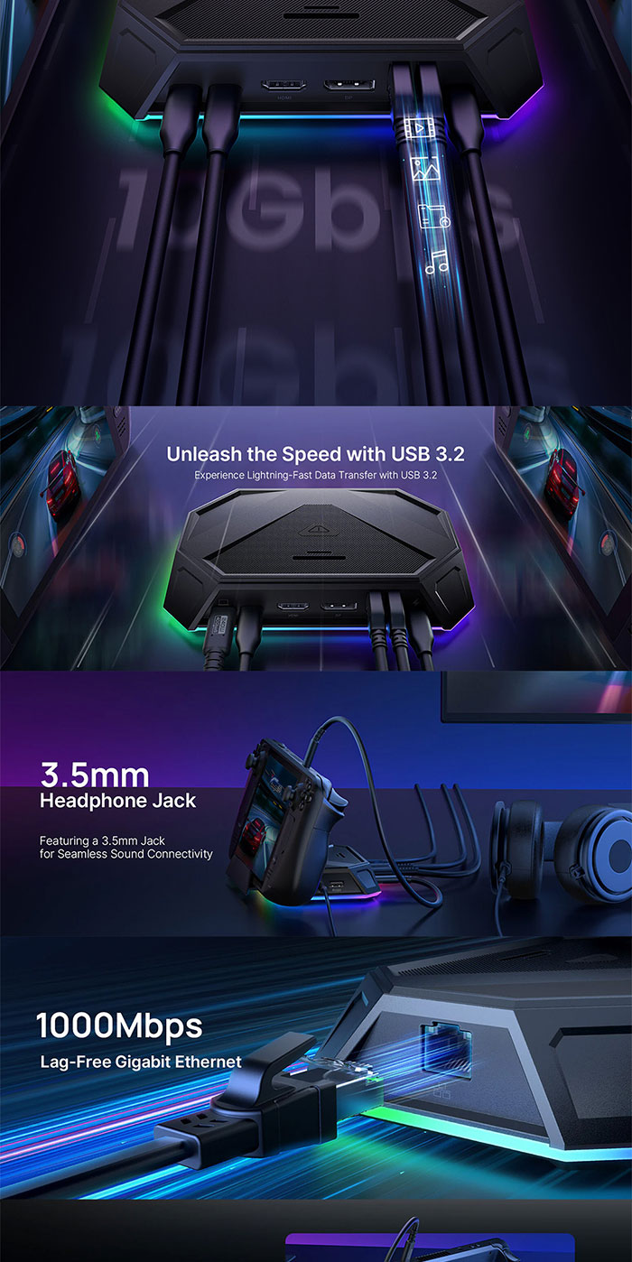 JSAUX HB1201 12-Port RGB Docking Station Pro USB-C 12-in-1 ...