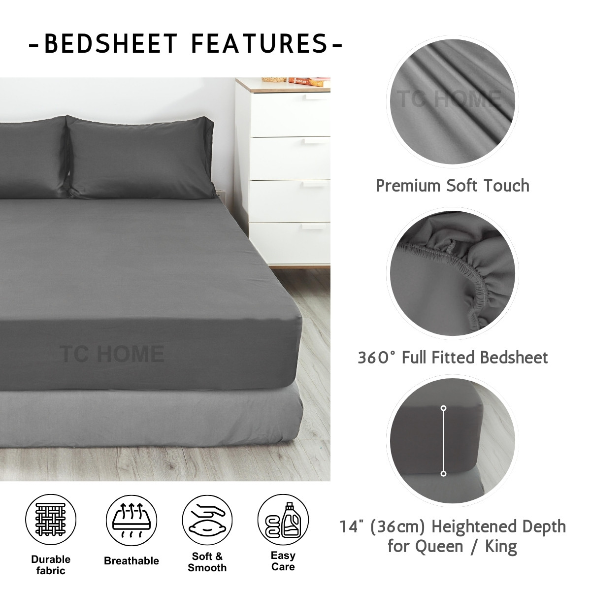 Cadar Tilam Plain Premium Fitted Bed sheet Homestay 床单 Single / Super ...