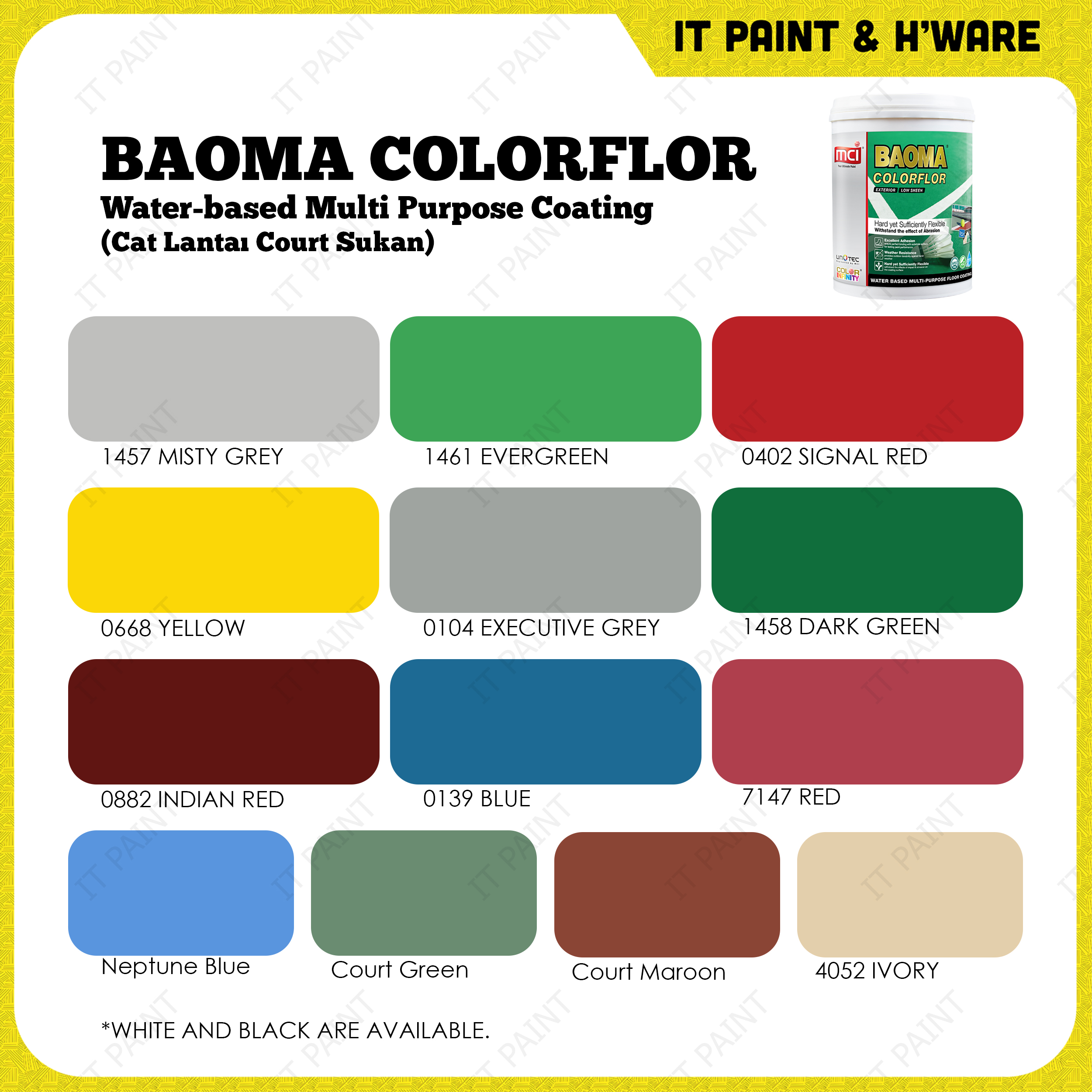 5 Liter MCI Paint Baoma ColorFlor Multi Purpose Floor Paint for Sport Courts Cat Lantai Court ...
