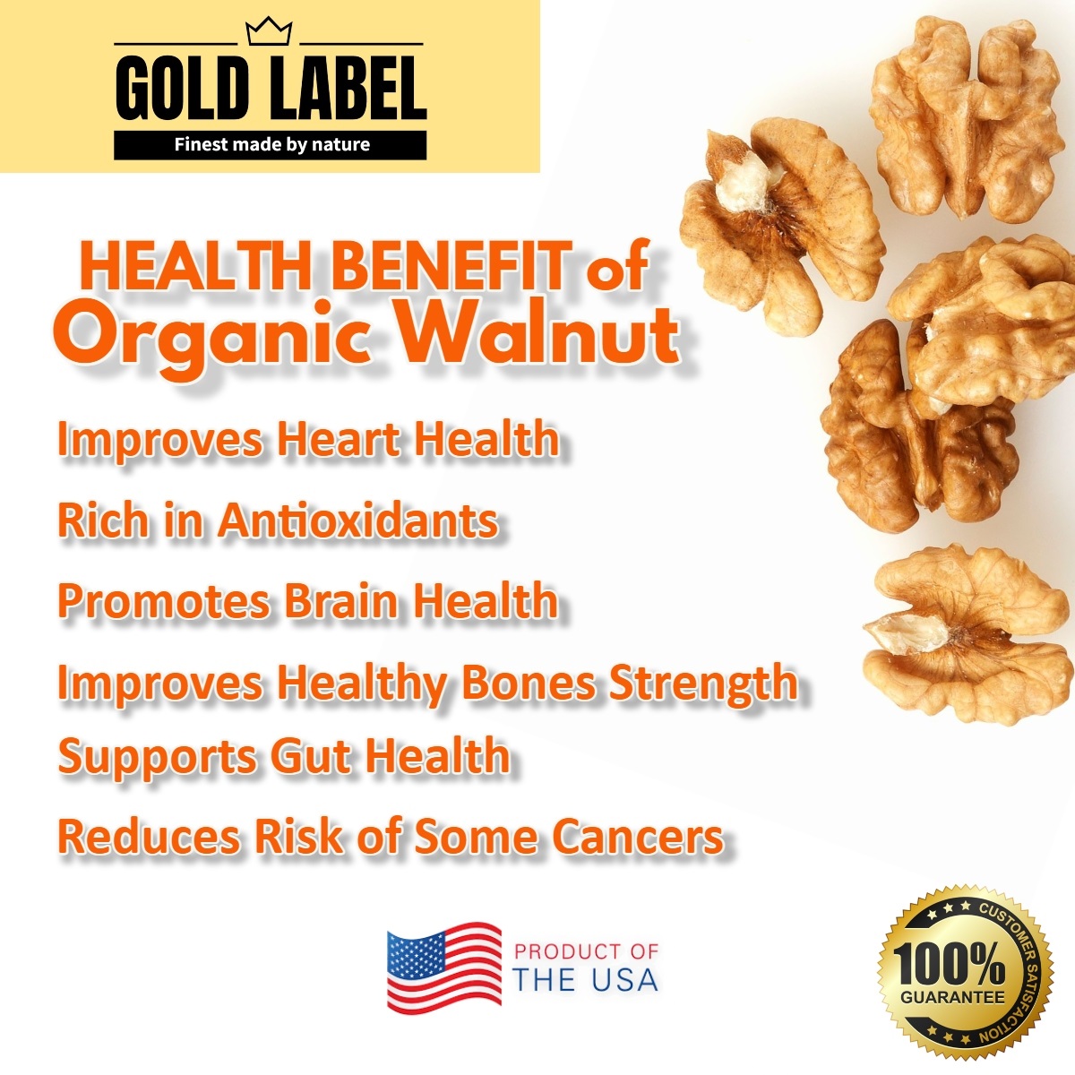 Gold Label Premium Natural Raw Walnut USA (Halves) 250g/500g/1kg ...