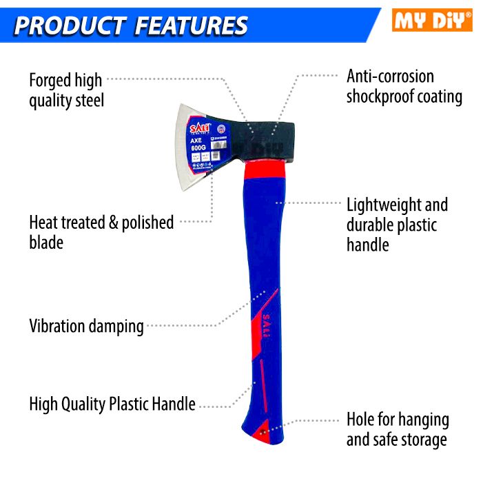 600g Or 800g Heavy Duty SALI Kapak_Axe Plastic Handle Anti Slip ...