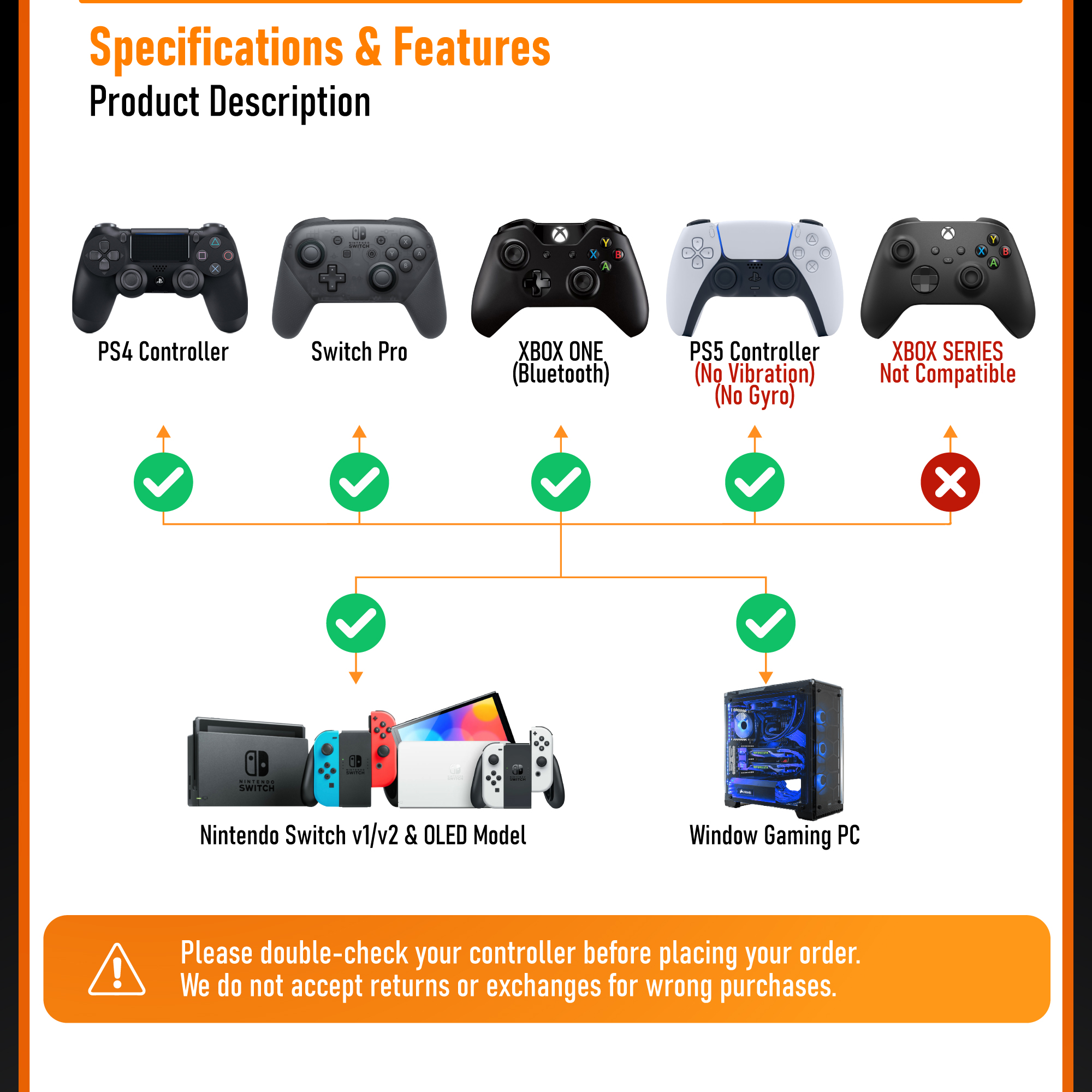 DOBE Wireless Game Controller Bluetooth Adapter PC Compatible PS4/PS5 ...