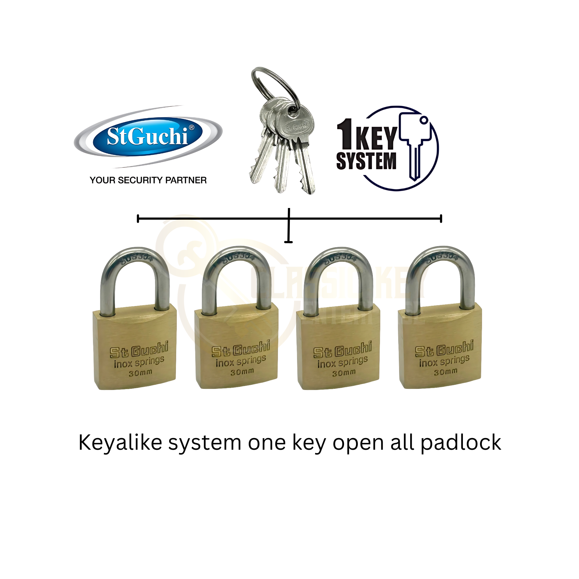 St guchi Padlock Solid Brass SGPL-81 (Size 30mm) Keyalike system one ...