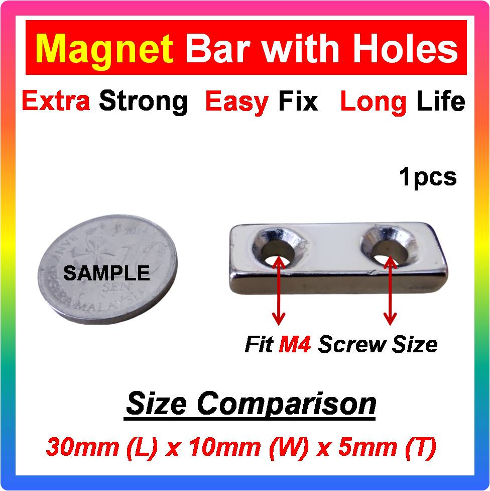 1pcs | Neodymium Magnetic Bar with Holes | Strong Rectangular Magnet ...