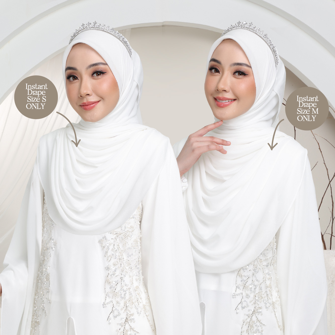 [INSTANT DRAPE AMEERA] Hijab Instant Drape OFF WHITE for Tunang, Nikah ...