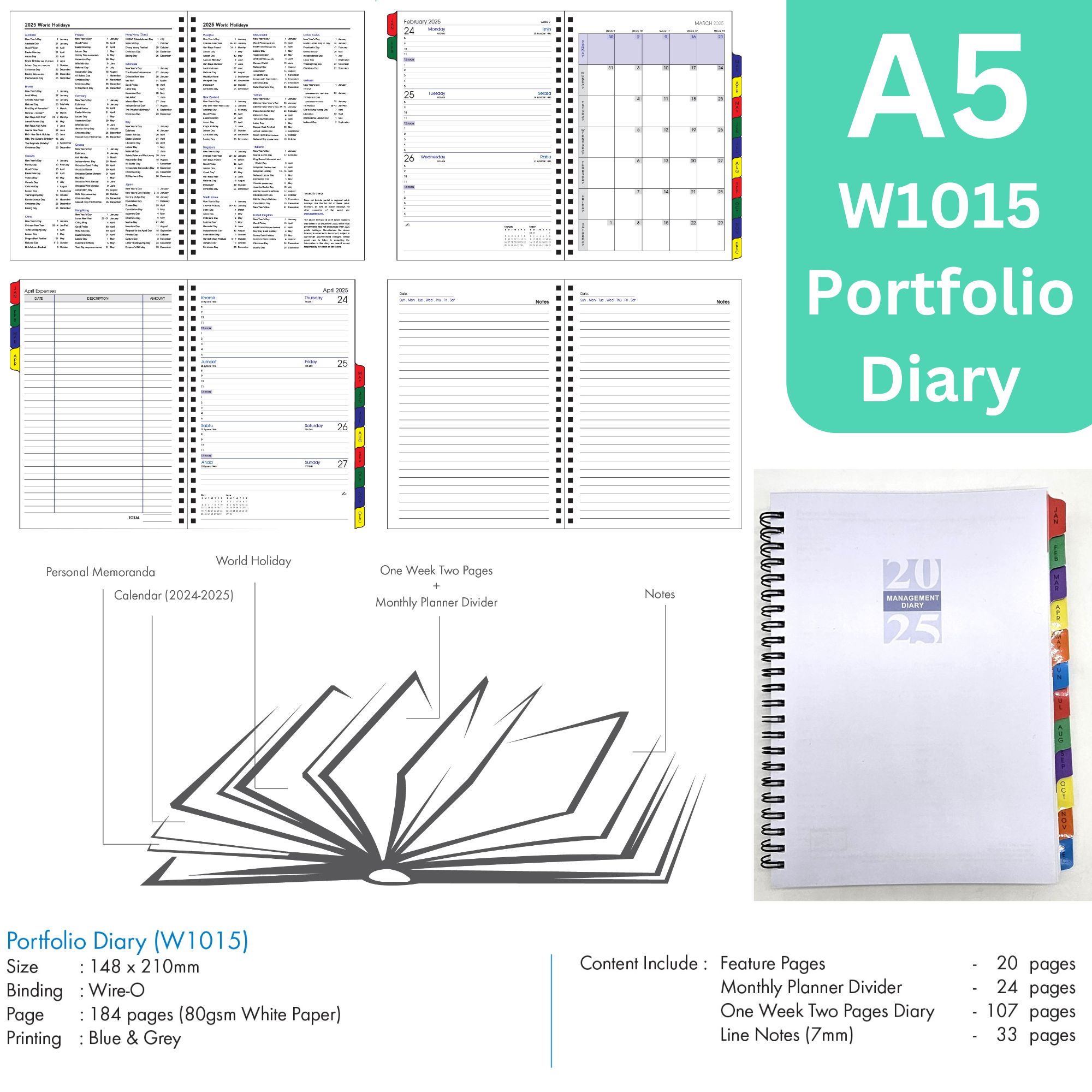 2025 Special Offer W1003 Diary Planner A5 PU Leather Planner Journal ...