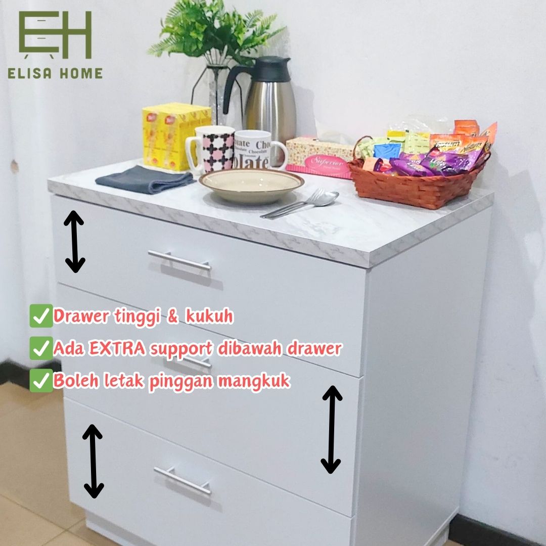 [FREE/LOW SHIPPING] ELISA HOME Aurora 3 Drawer Island Kitchen Cabinet ...