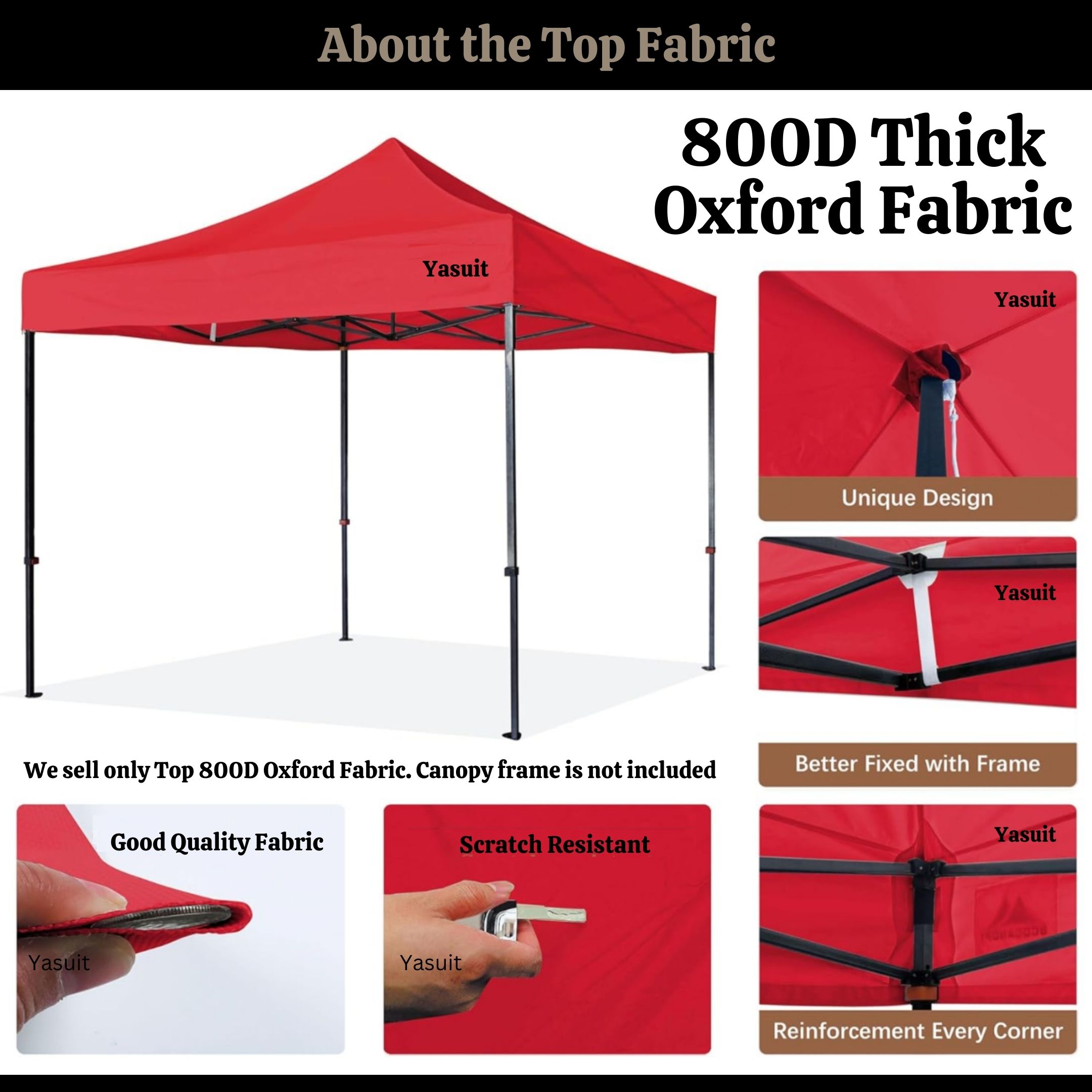 Canopy Top Canvas 800D Oxford Fabric Kain Sahaja Good Quality 6x6 / 8x8 ...