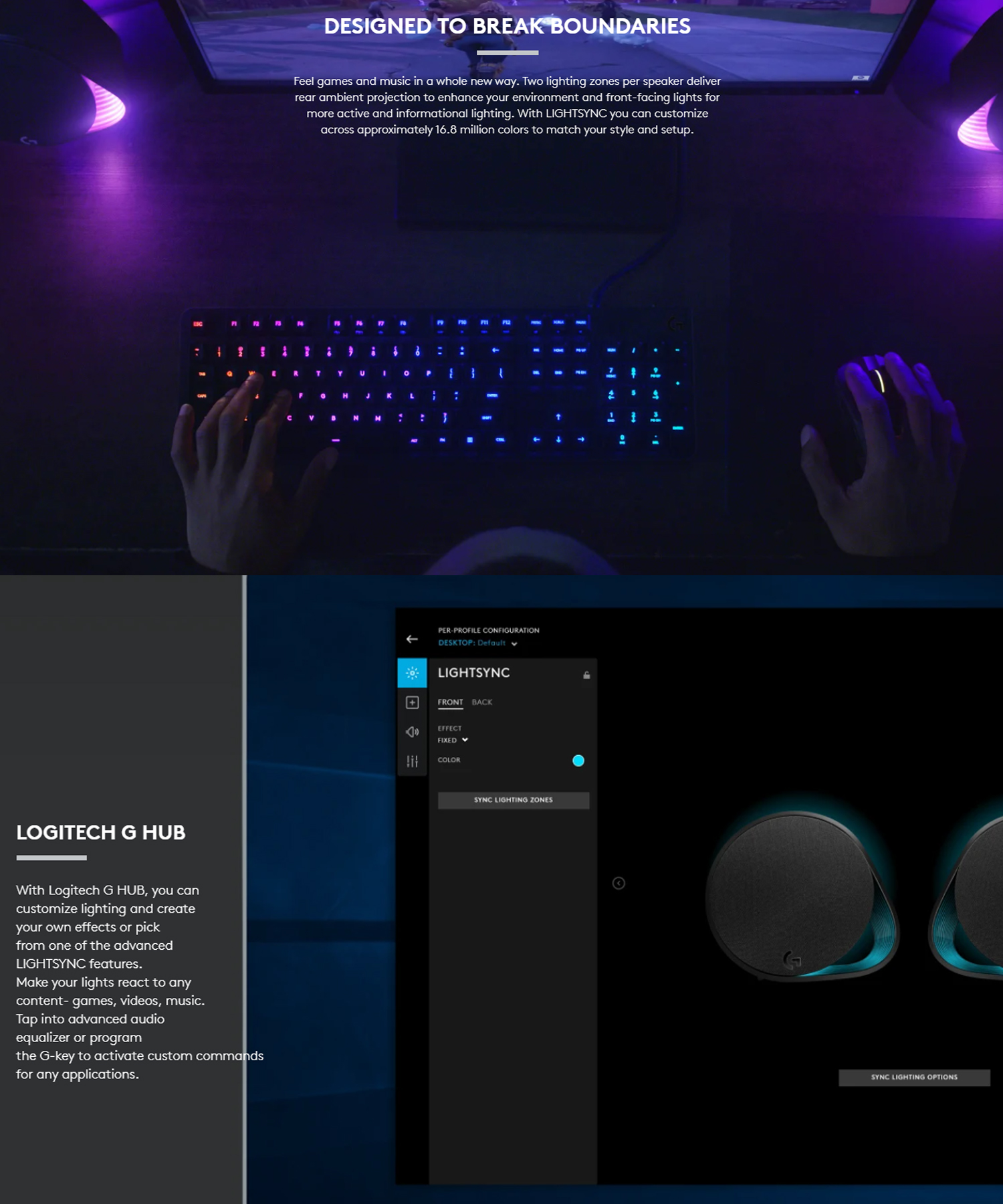 Logitech G560 LIGHTSYNC PC Gaming Speaker | 2.1 Speaker System with ...