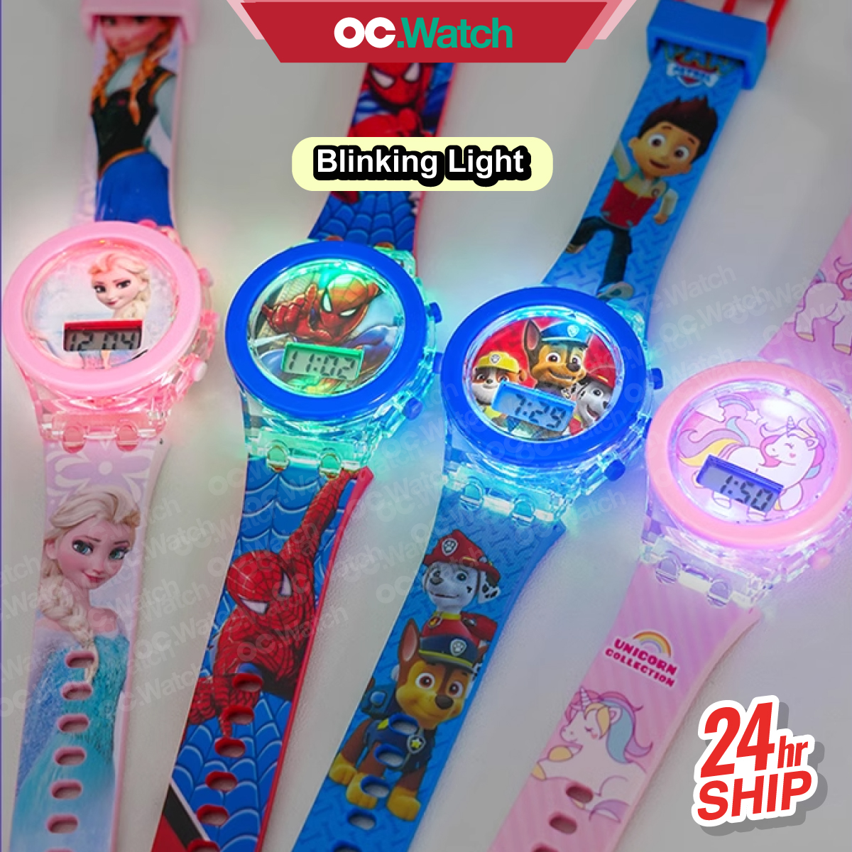 OCwatch Digital Jam Kuromi Budak Girl Boy Kids Watch Melody Spiderman Elsa Jam Tangan Lampu ...