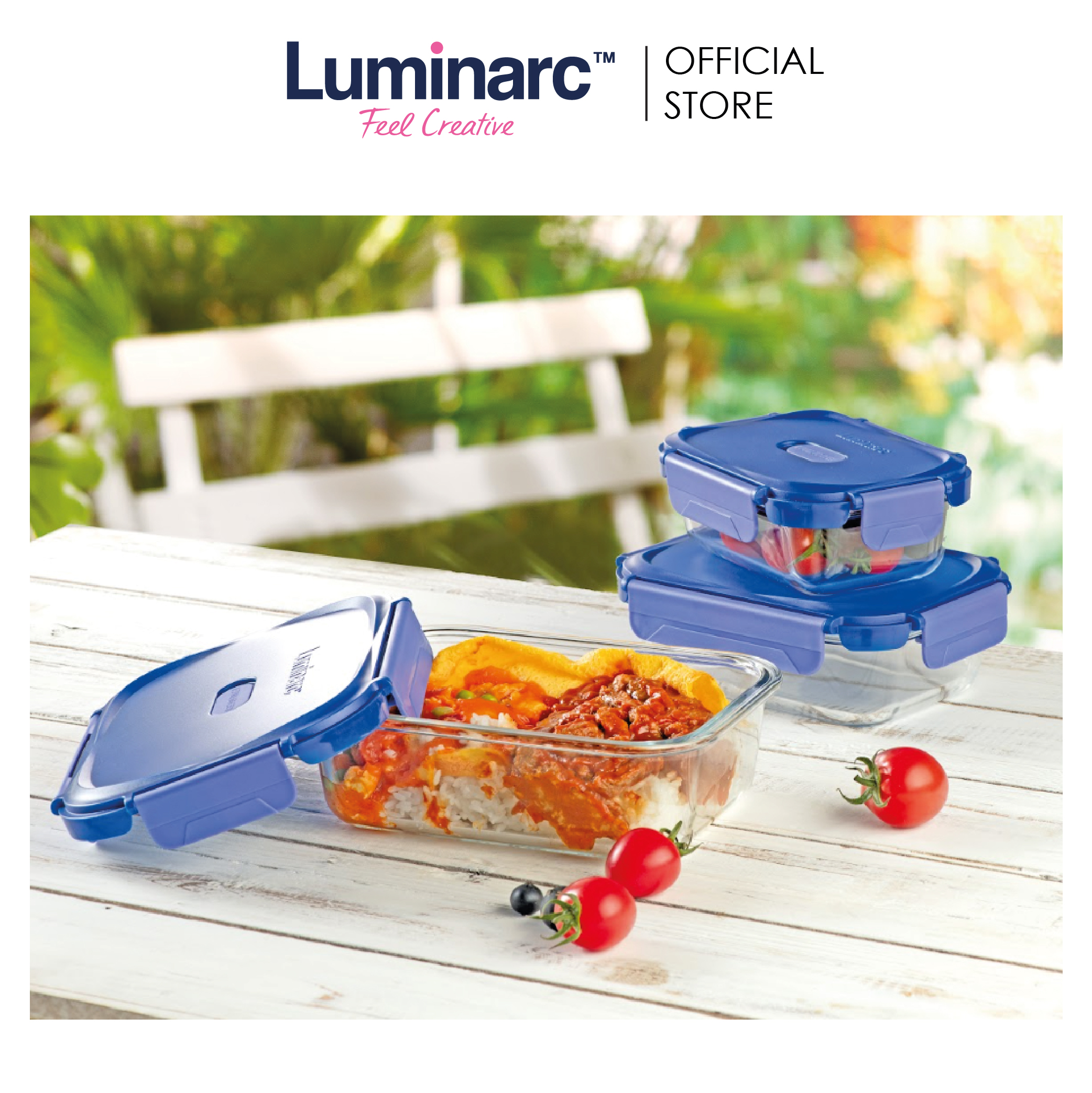 Luminarc Pure Food Storage Box Putina Rect (370ML) [Model: V6448 ...