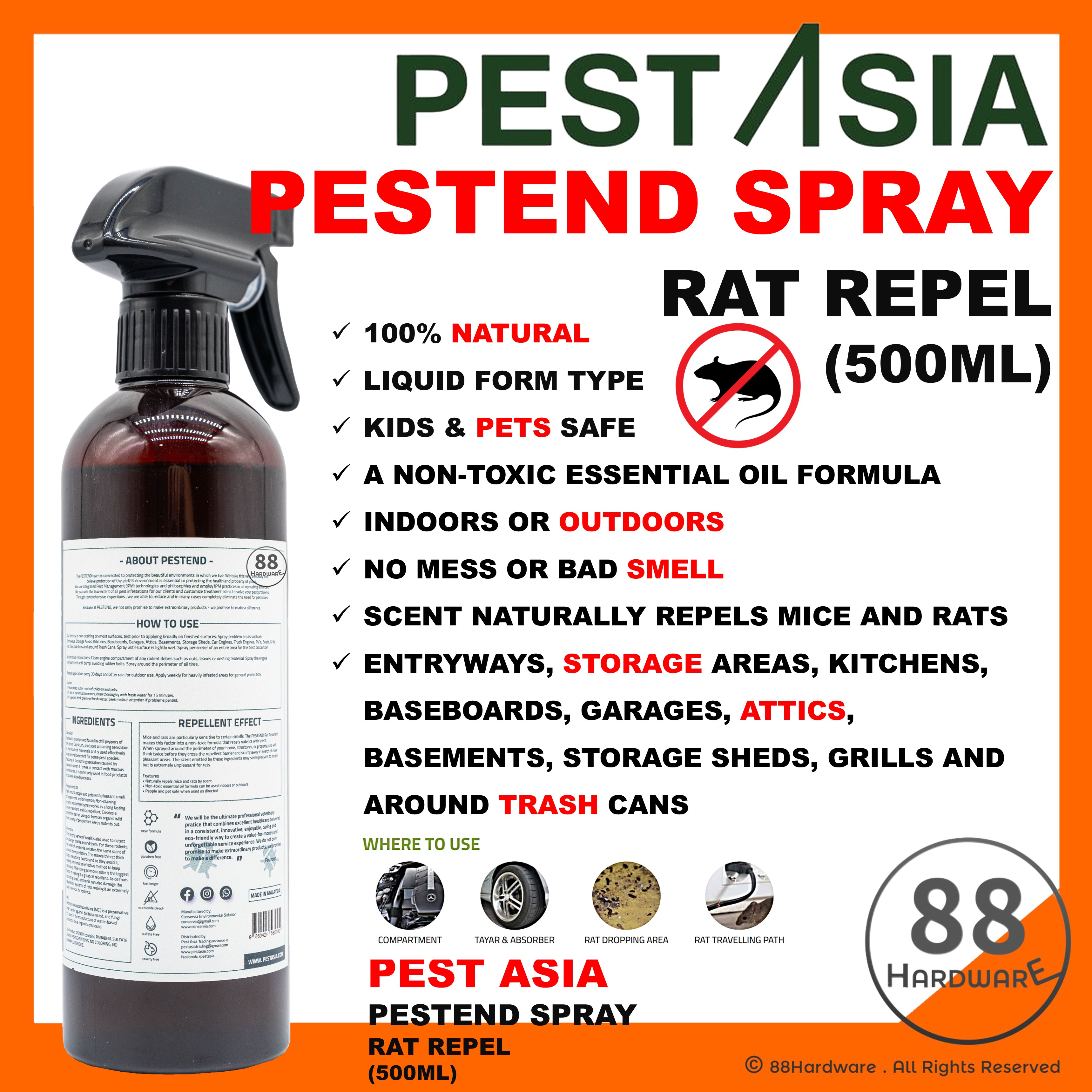 PEST ASIA END NATURAL SPRAY ANT BEDBUGS MITE RAT LIZARD REPELLENT ...