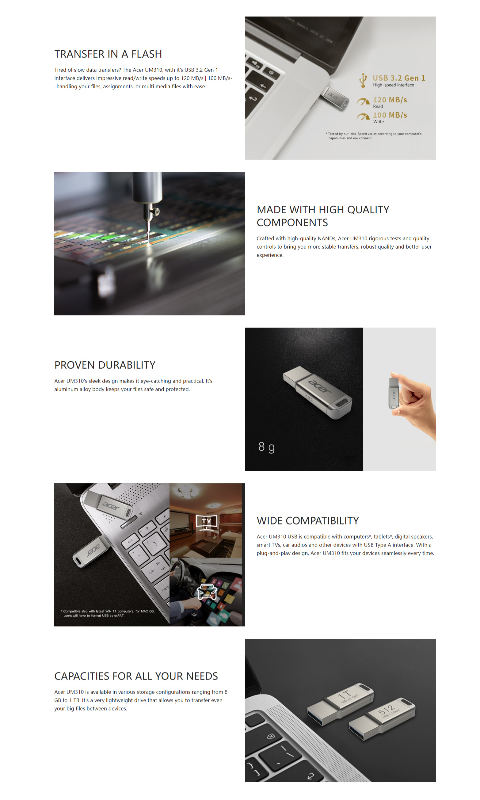 TMT Acer UM310 USB Flash Drive (32GB/64GB/128GB/256GB) | Shopee Malaysia