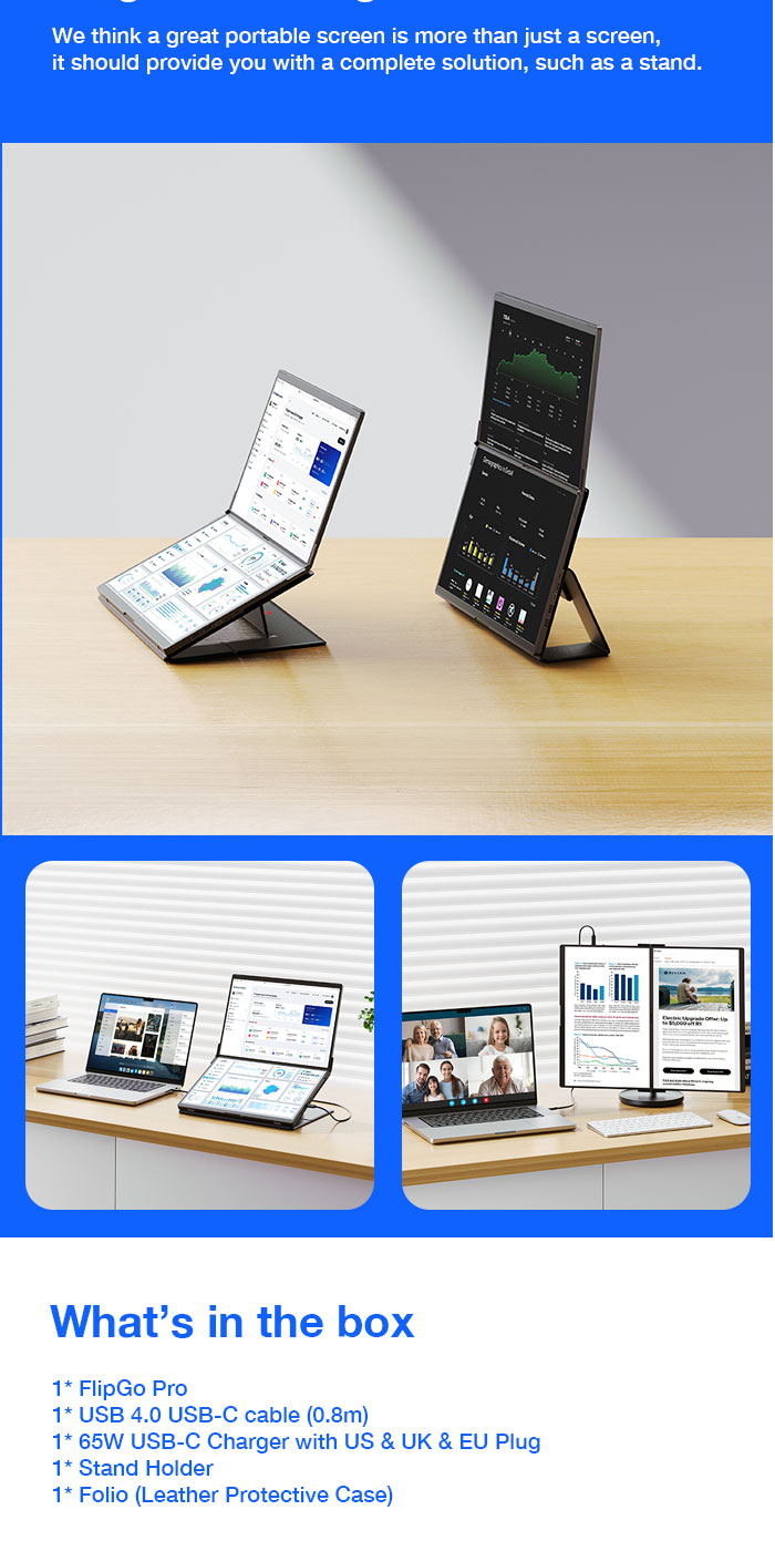 JSAUX PM0201 PM0205 FlipGo Pro Portable Dual Monitor 13.5 /15.6 /16 ...