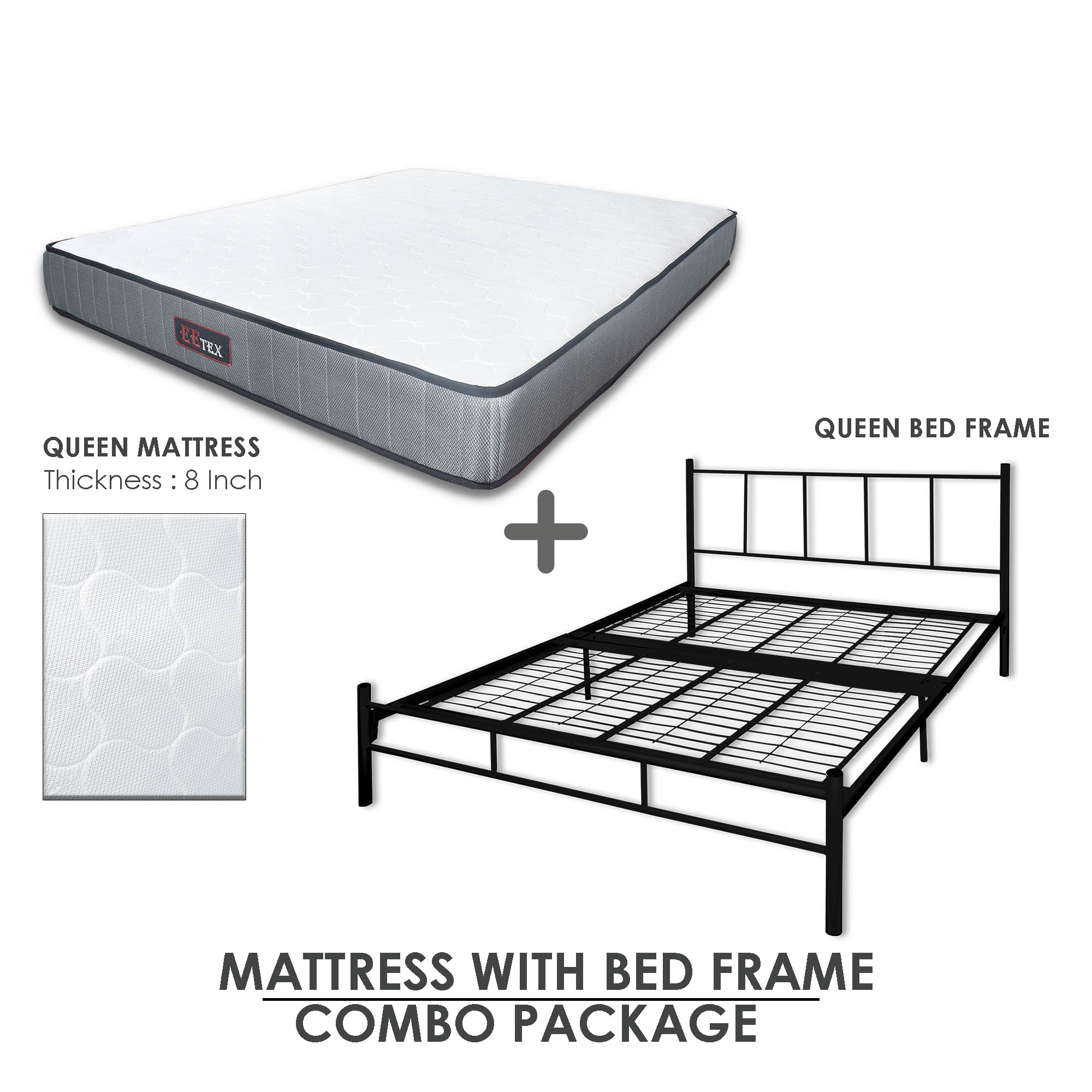 EE HOME 3V Powder Coat Metal Double Bed Frame Queen Size Frame Katil ...