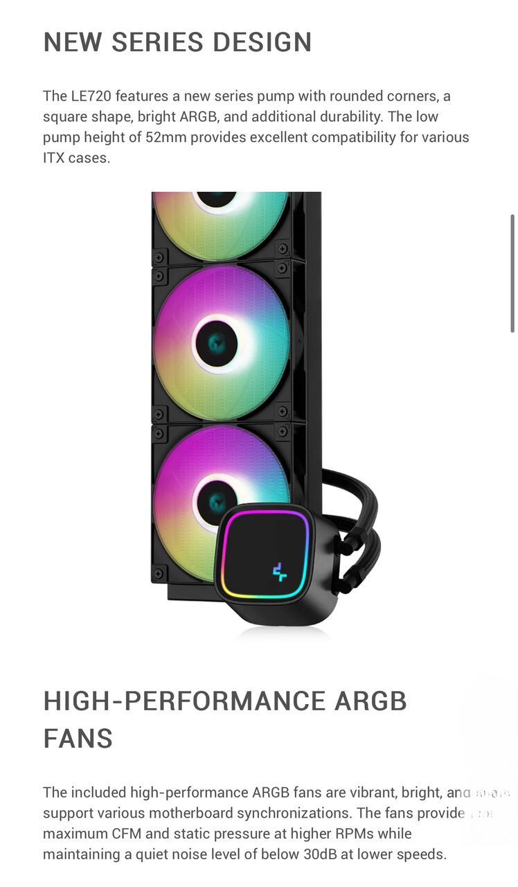 Deepcool LE520 and LE720 AIO cpu Liquid Cooler| Hydro Bearing| Aluminum ...