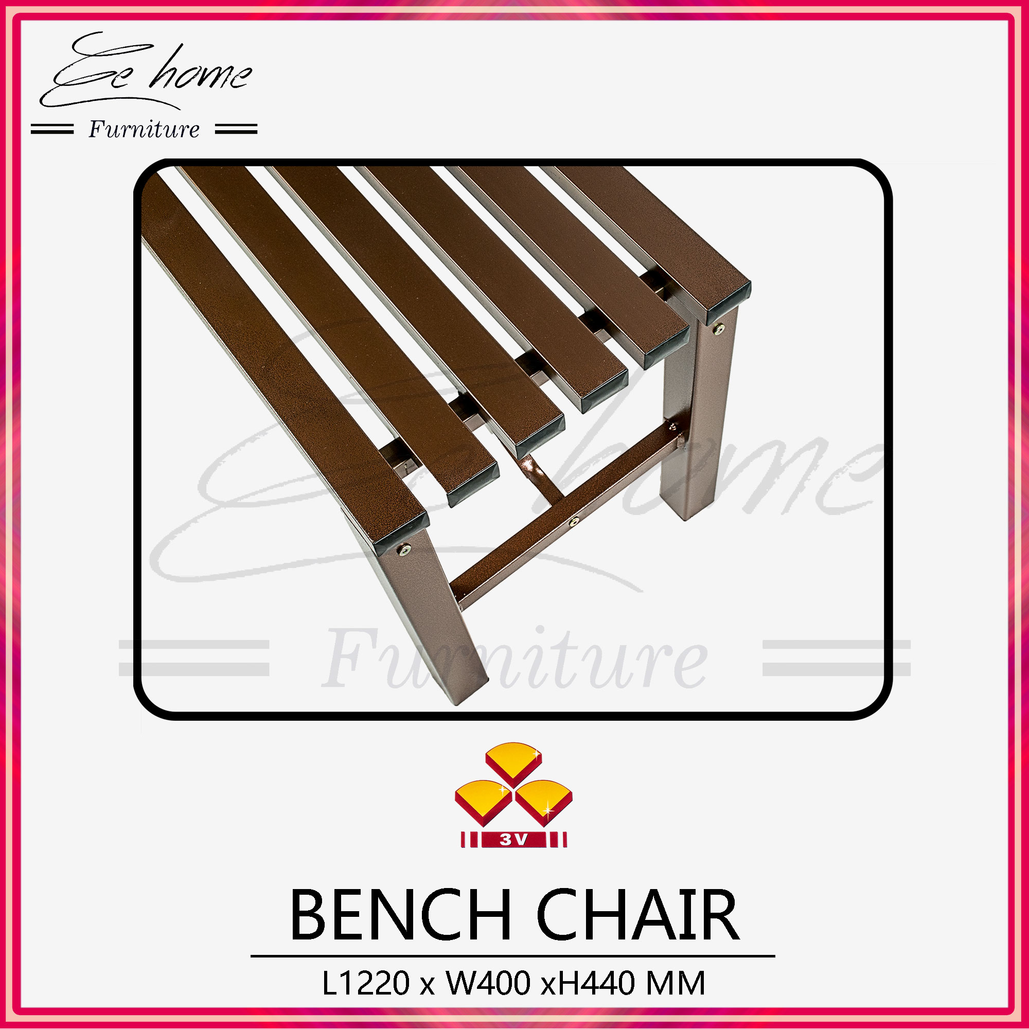 EE HOME 3V METAL BENCH CHAIR KERUSI BESI FOLDABLE GARDEN CHAIR KERUSI ...