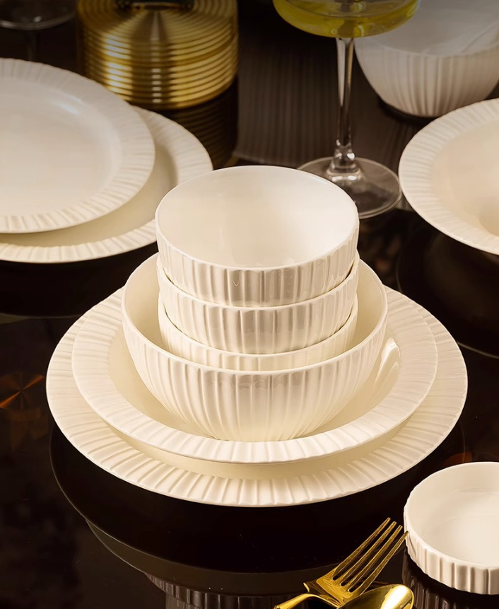 RA-IN Nordic Luxury Set Ceramic Tableware Dinnerware Set Dinner Plate ...