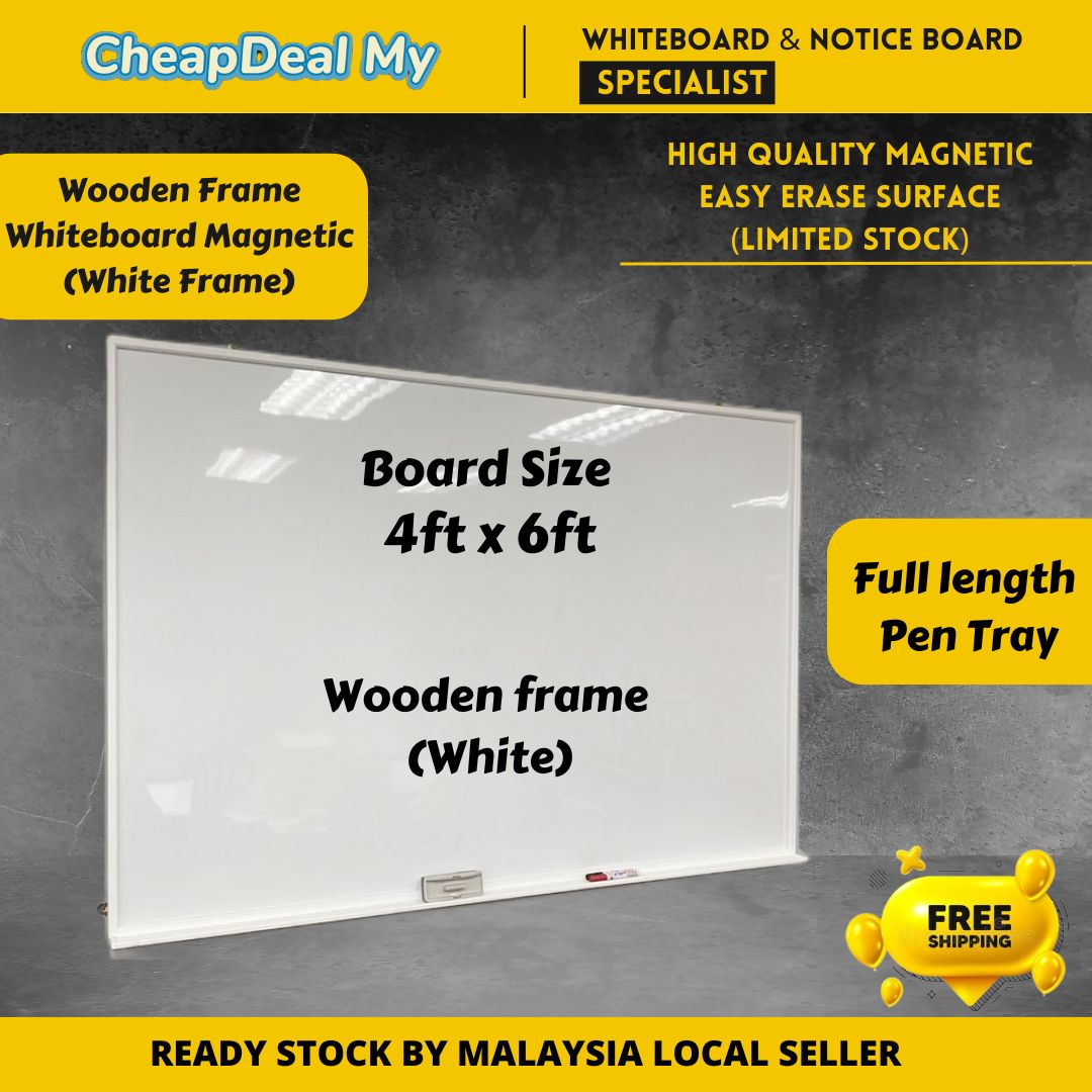 3x4 4x6 wooden frame whiteboard magnetic (White frame) | Shopee Malaysia