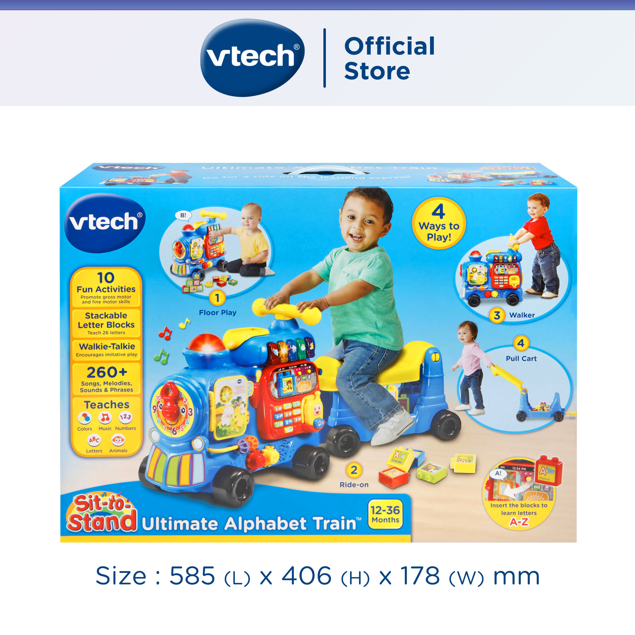 VTech 4 in 1 Ultimate Alphabet Train (Blue) Ride-on Toys Learning kids ...